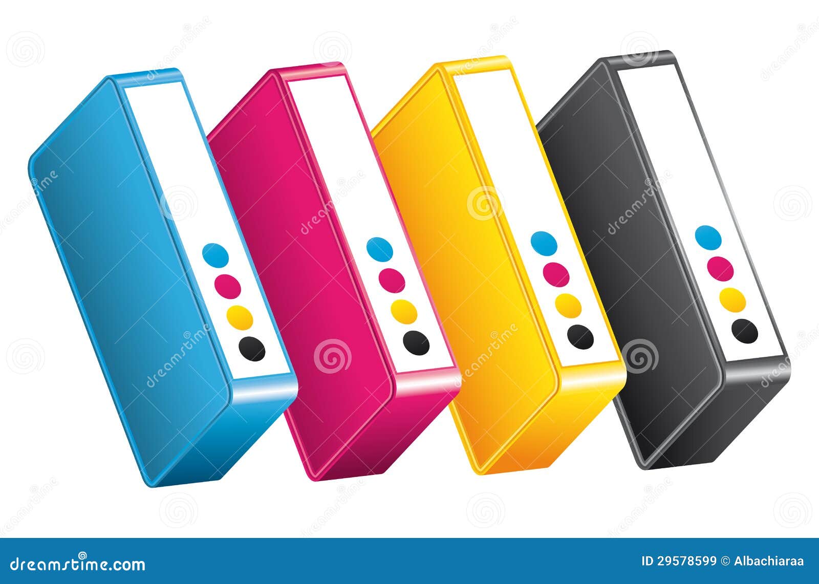 CMYK CMJN Ink toners. stock vector. Illustration of electronics - 29578599