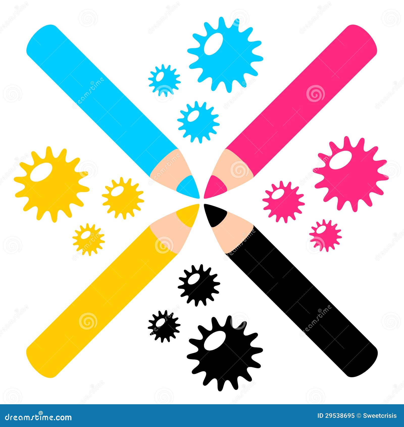 CMYK Color Color Pencil Illustration Stock Vector - Illustration of ...