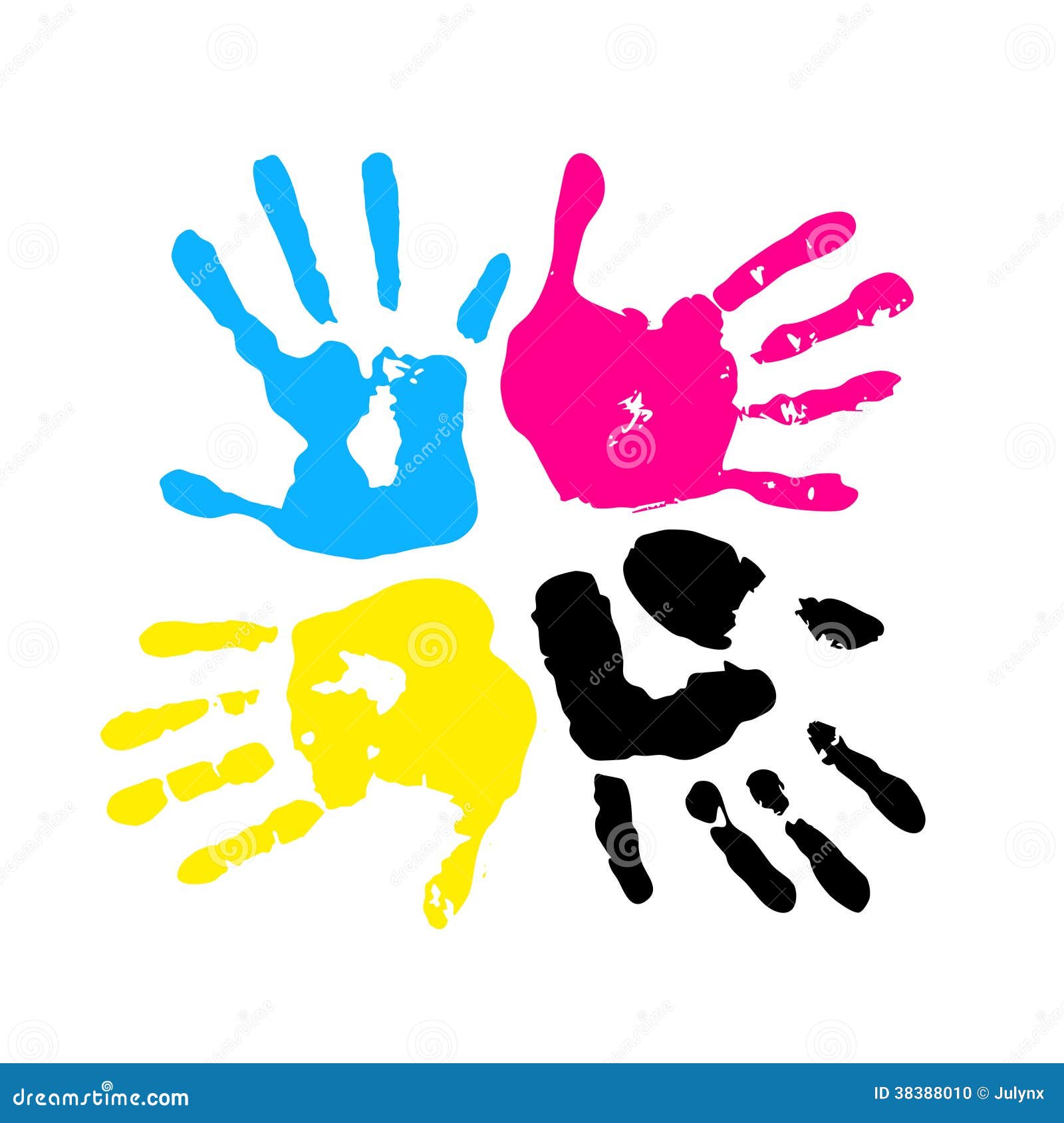 CMYK color. Handprint stock vector. Illustration of printing - 38388010