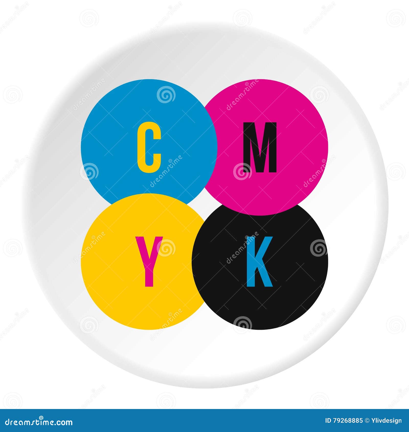 CMYK Color Profile Icon, Flat Style Stock Vector - Illustration of blue ...