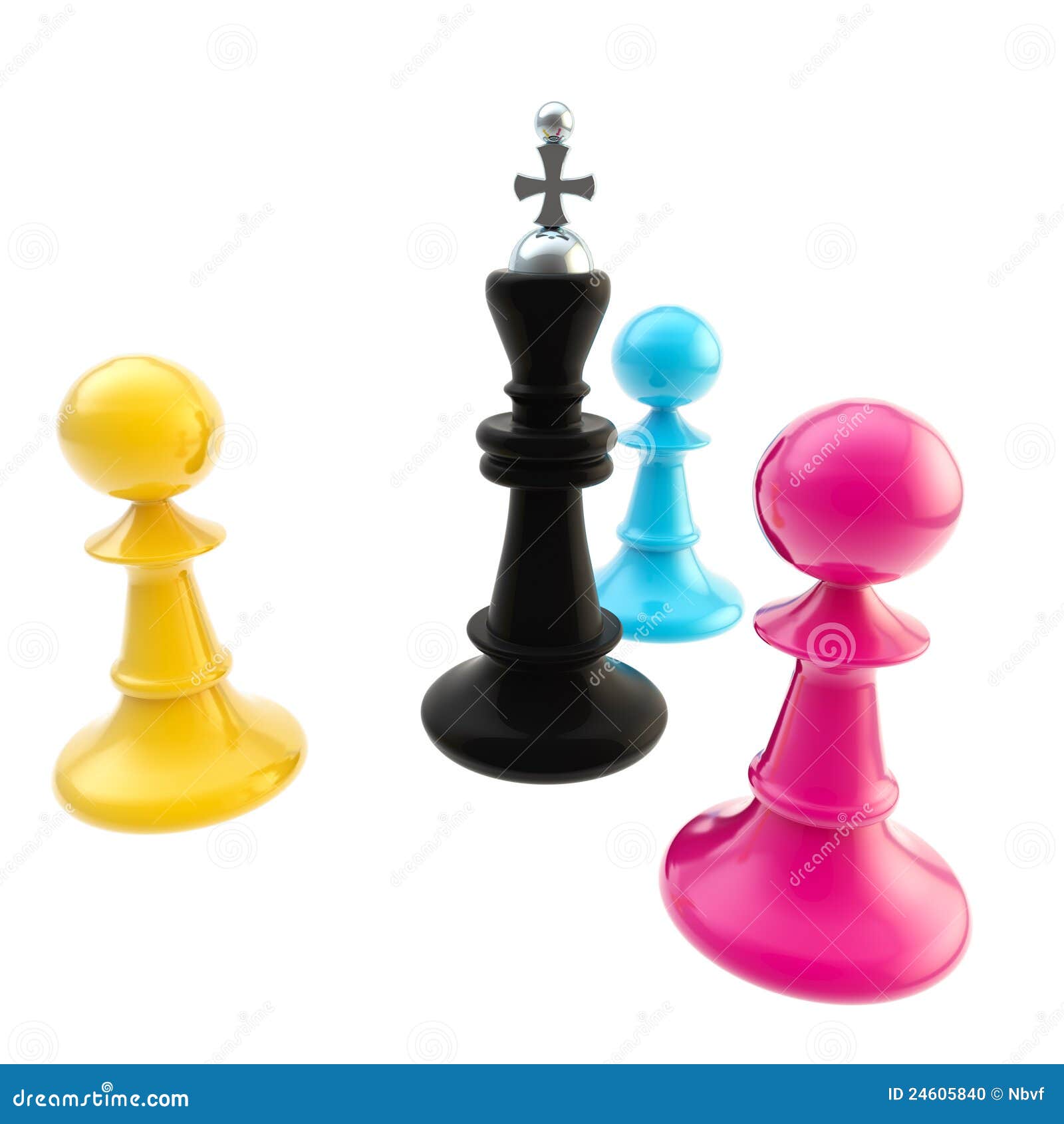 CMYK Colored Chess Figures Isolated Stock Illustration - Illustration ...