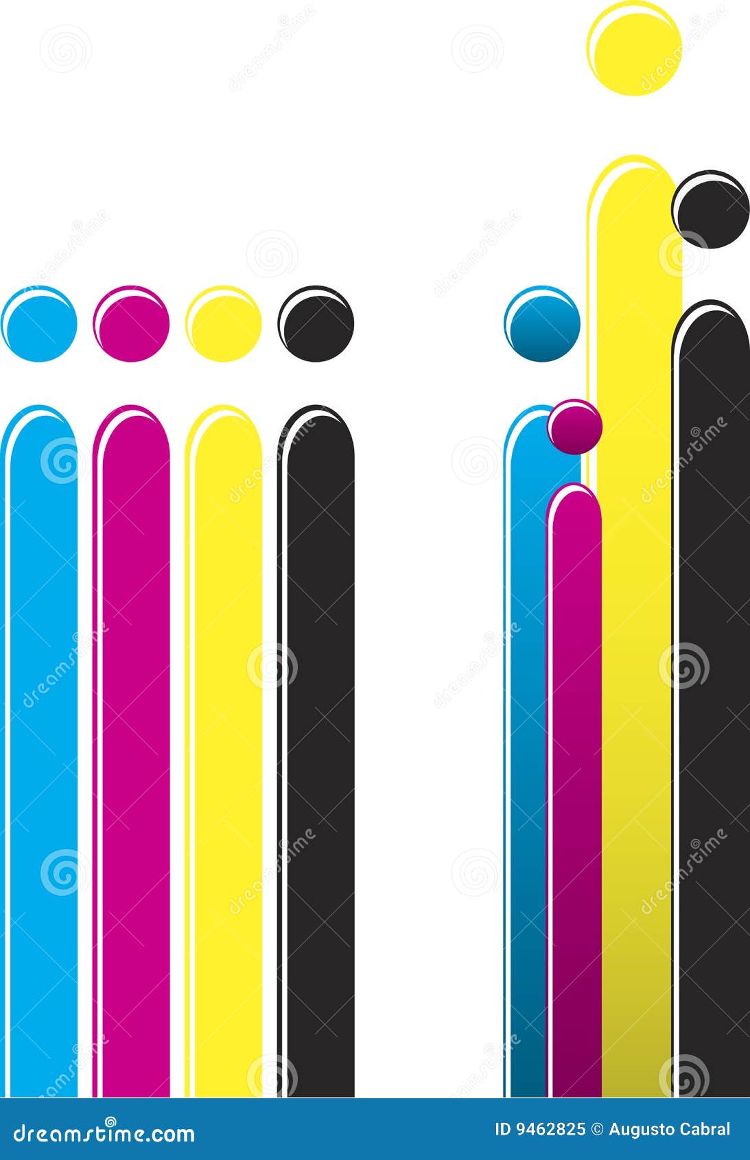 CMYK Colors Flat Line Icon. Paint Printer Buckets Sign. Thin Linear ...