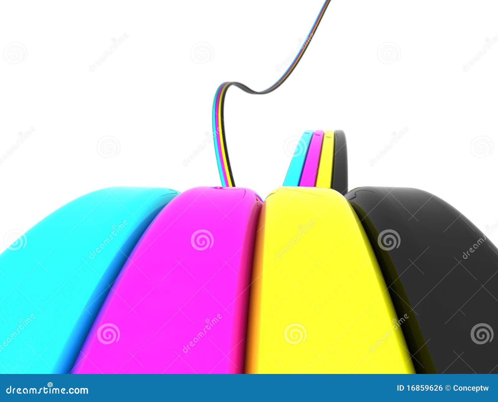 CMYK Colors Flat Line Icon. Paint Printer Buckets Sign. Thin Linear ...