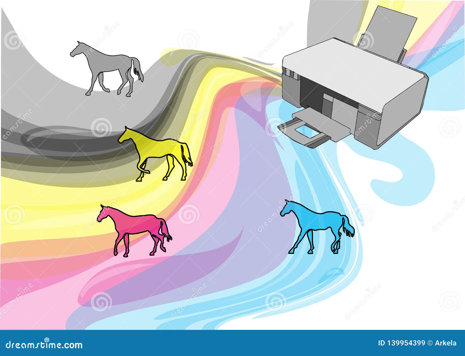 Cmyk colors of printer stock vector. Illustration of black - 139954399