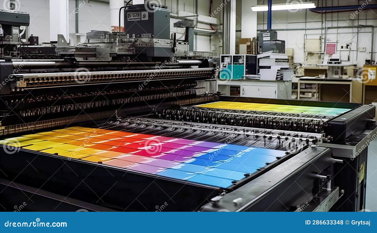 CMYK Colors, Printing House. Offset Printing Machine Stock Illustration ...