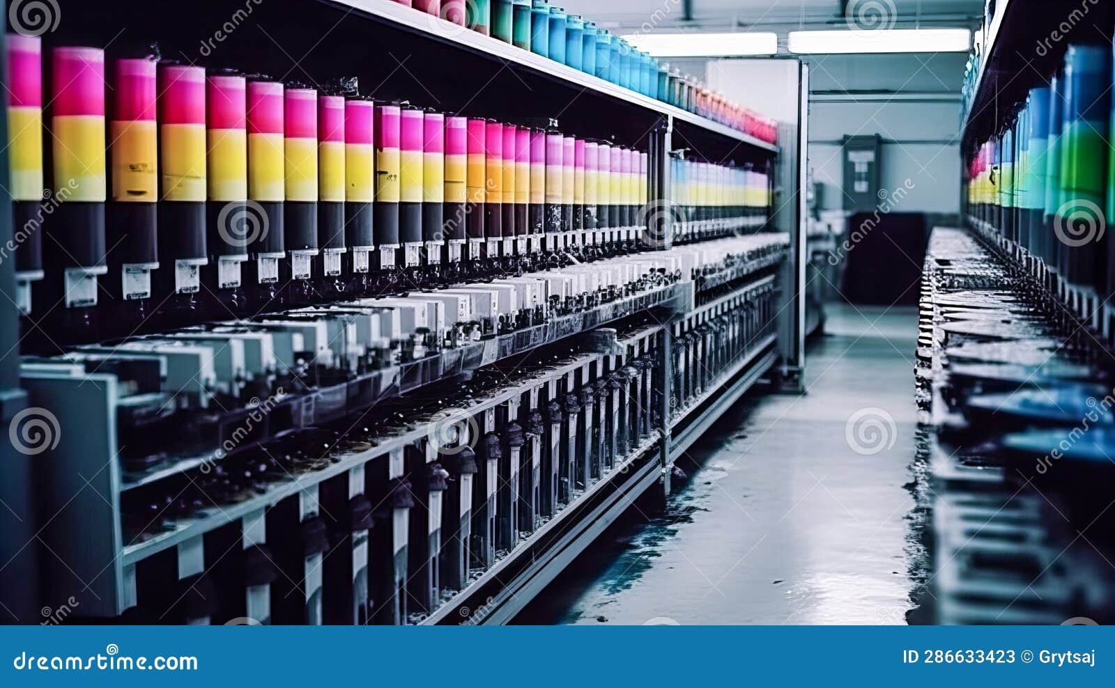 CMYK Colors, Printing House. Offset Printing Machine Stock Illustration ...