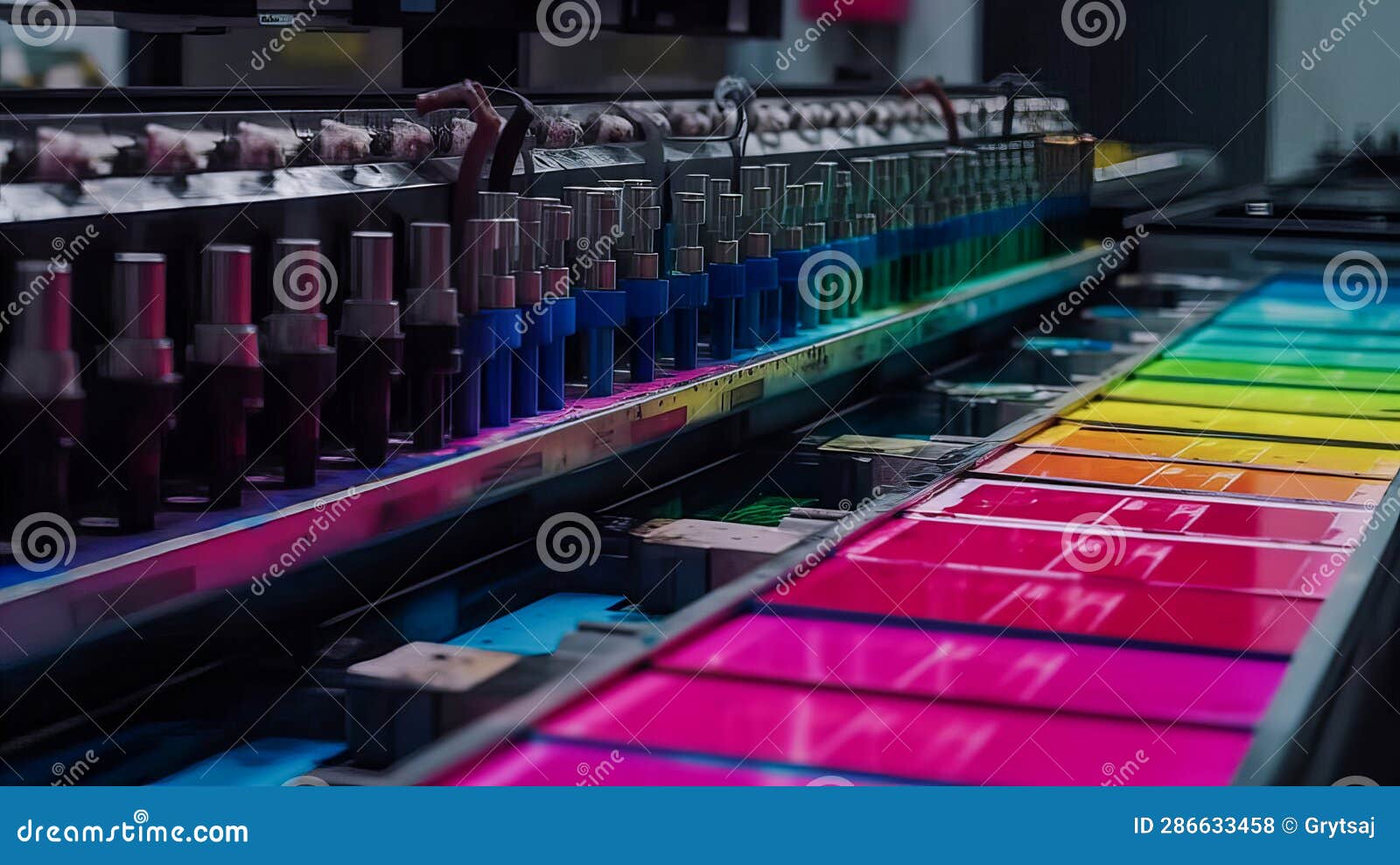 CMYK Colors, Printing House. Offset Printing Machine Stock Illustration ...