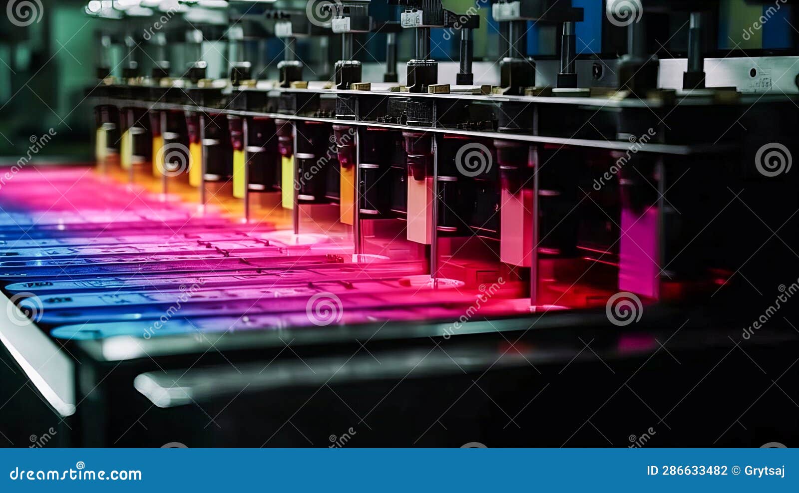 CMYK Colors, Printing House. Offset Printing Machine Stock Illustration ...