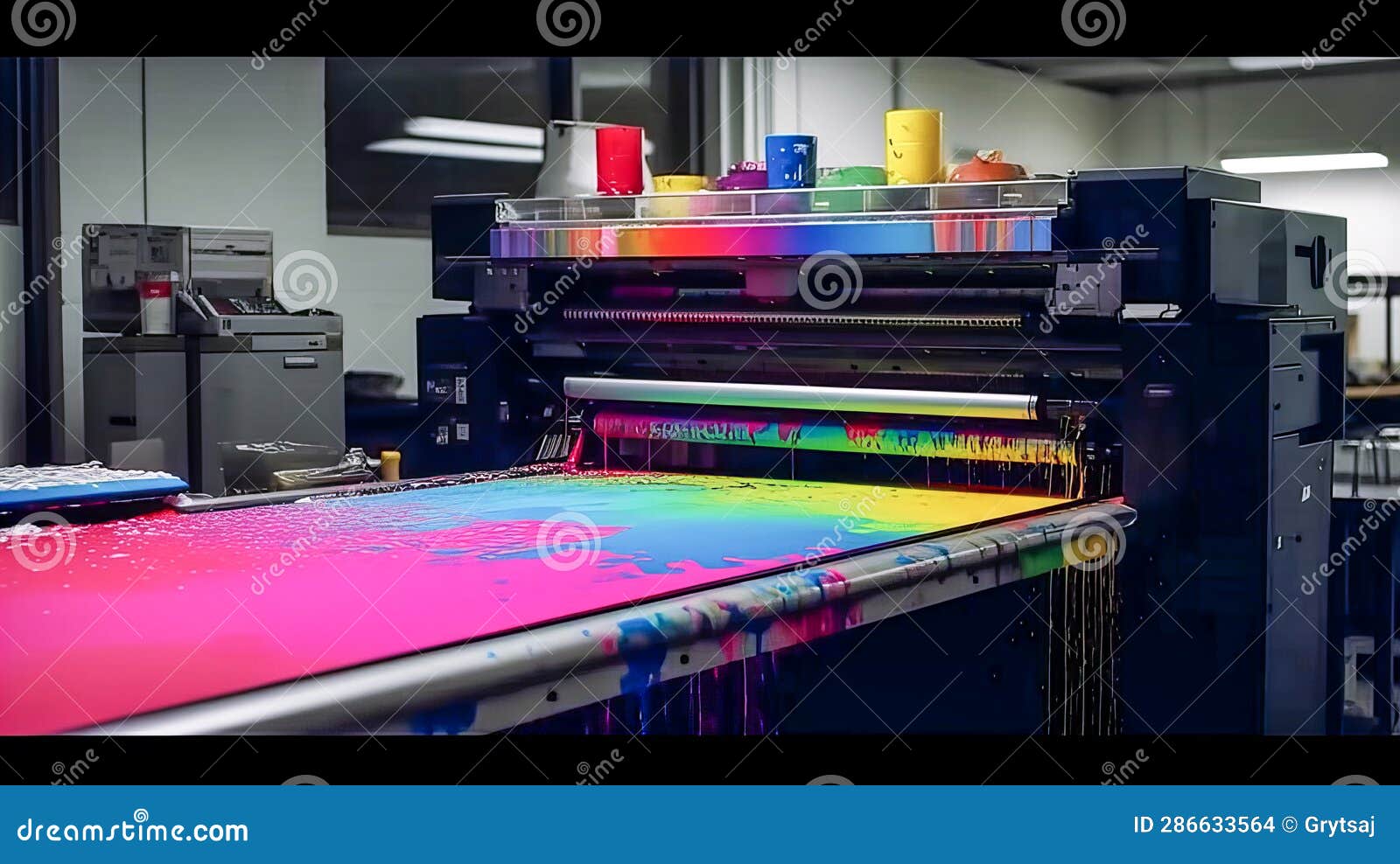 CMYK Colors, Printing House. Offset Printing Machine Stock Photo ...
