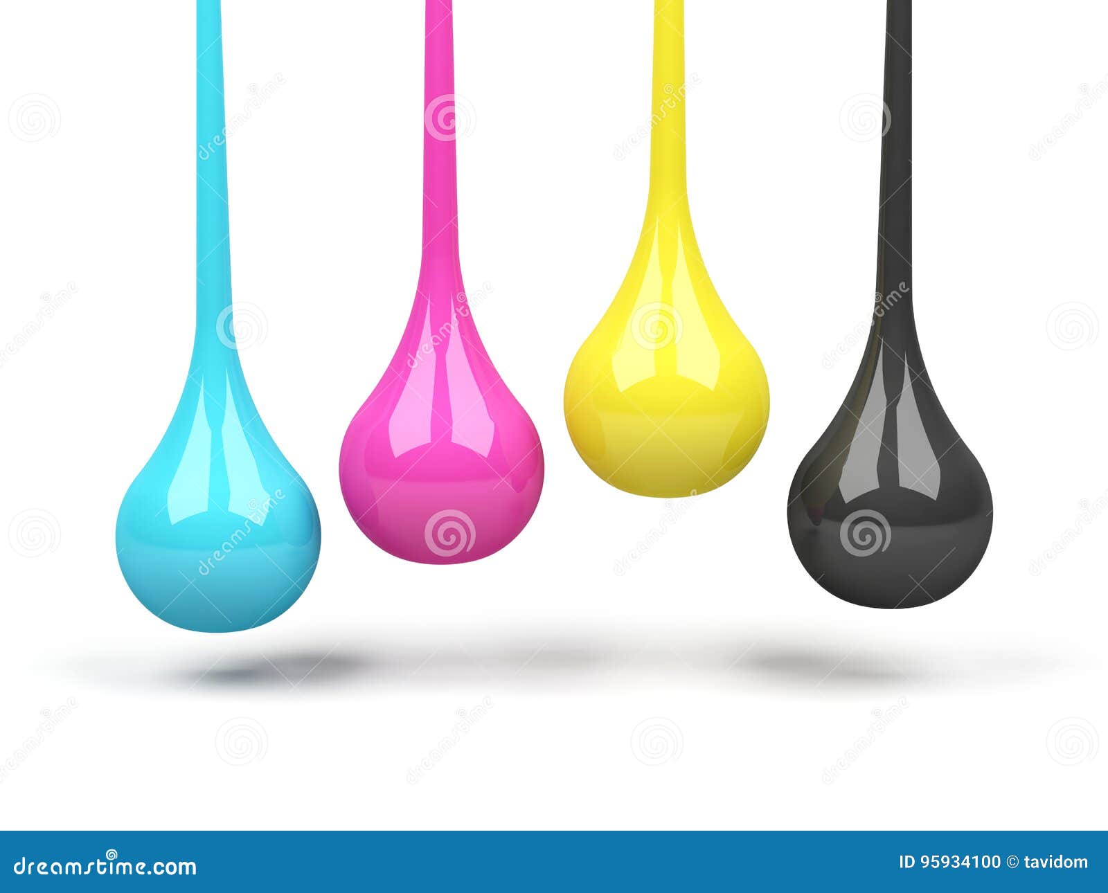 CMYK Concept with Four Drop. 3d Rendering. Stock Illustration ...