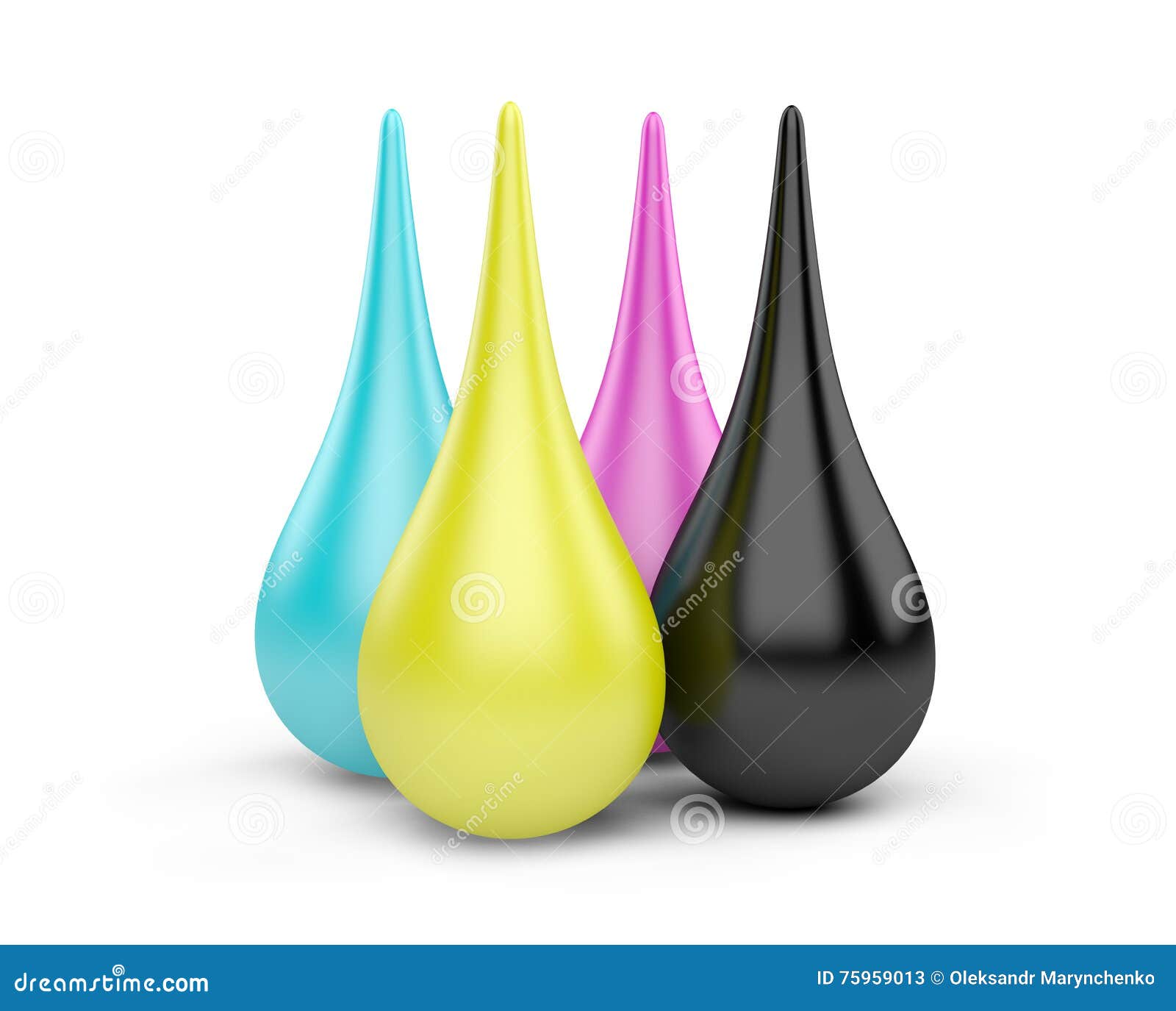 CMYK Concept with Four Drop Ink. Stock Illustration - Illustration of ...