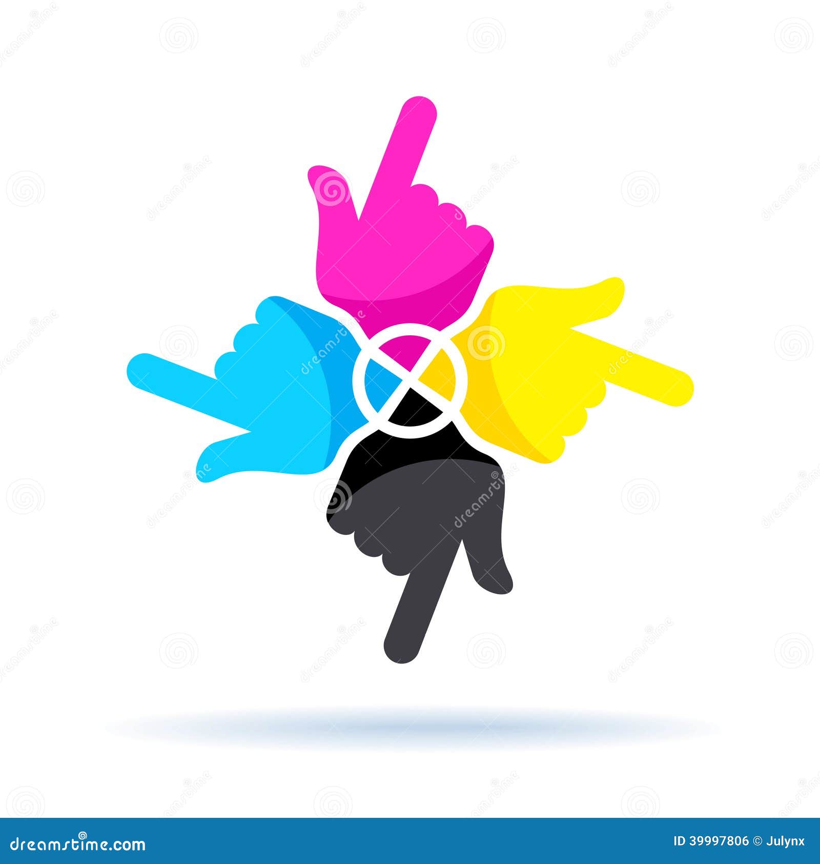Cmyk concept with hands stock vector. Illustration of color - 39997806