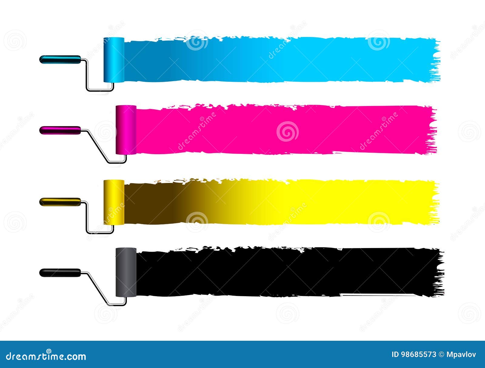 CMYK Concept Vector Illustration with Brushes Stock Vector ...