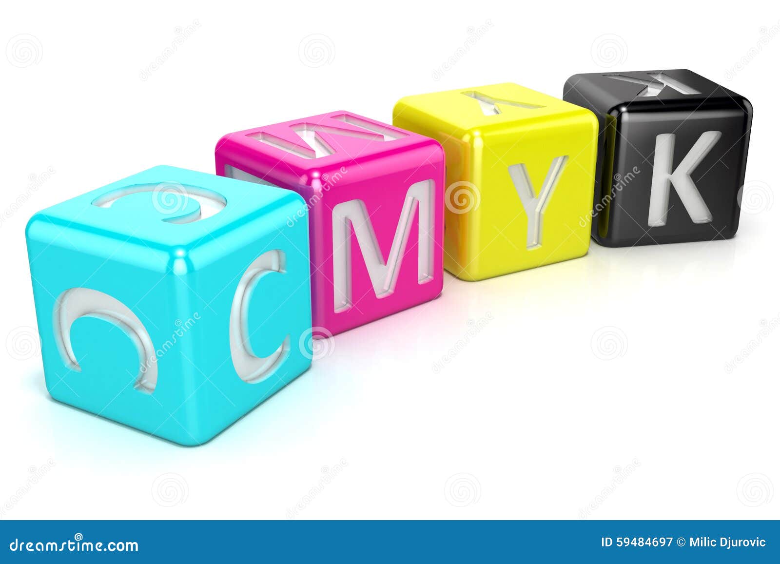 CMYK Cubes. Abstract 3D Render Stock Illustration - Illustration of ...