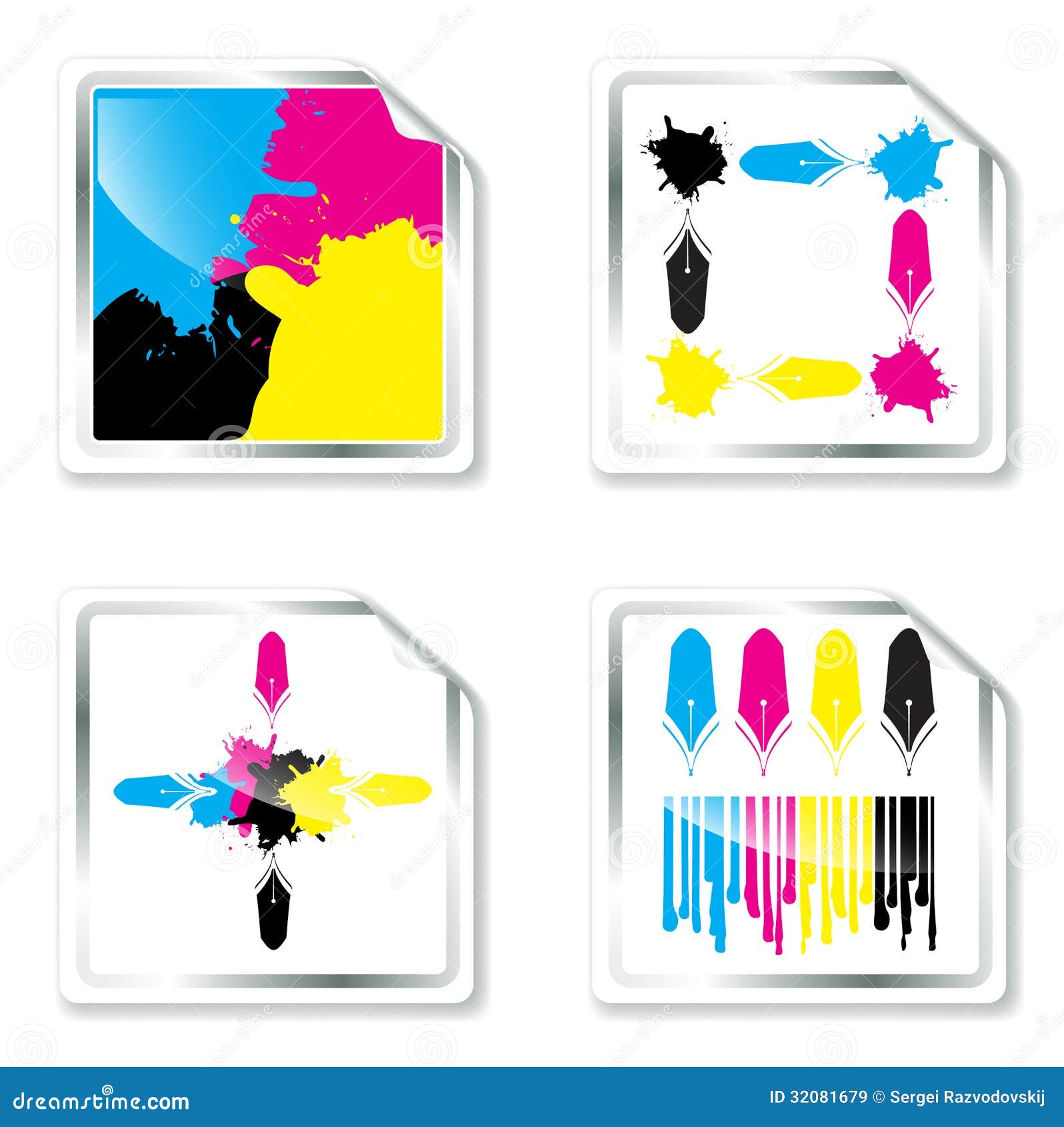 Set Of CMYK Designs Cartoon Vector | CartoonDealer.com #32738435