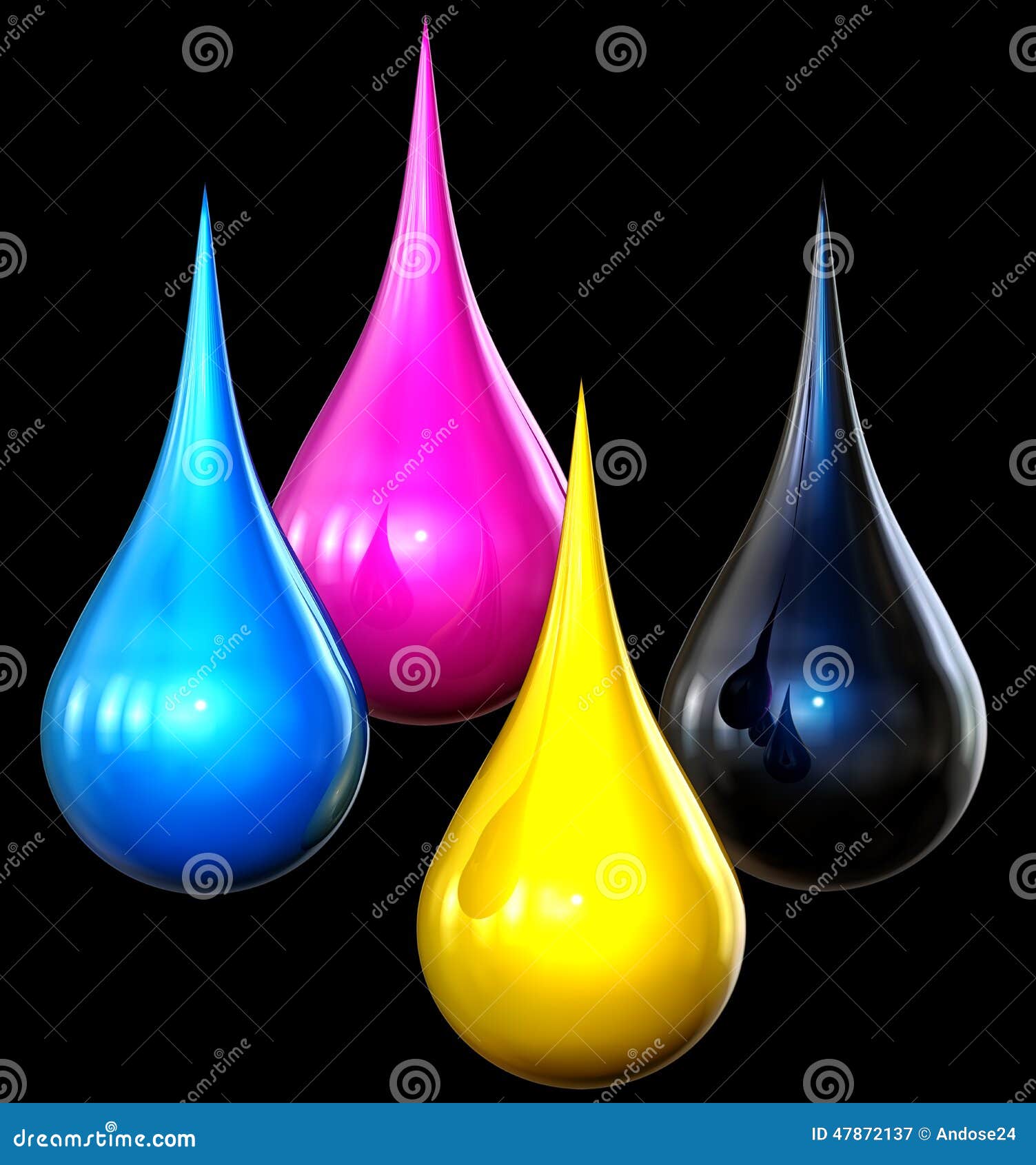 Cmyk Ink Drops On Dark Concrete Square Background Royalty-Free Stock ...