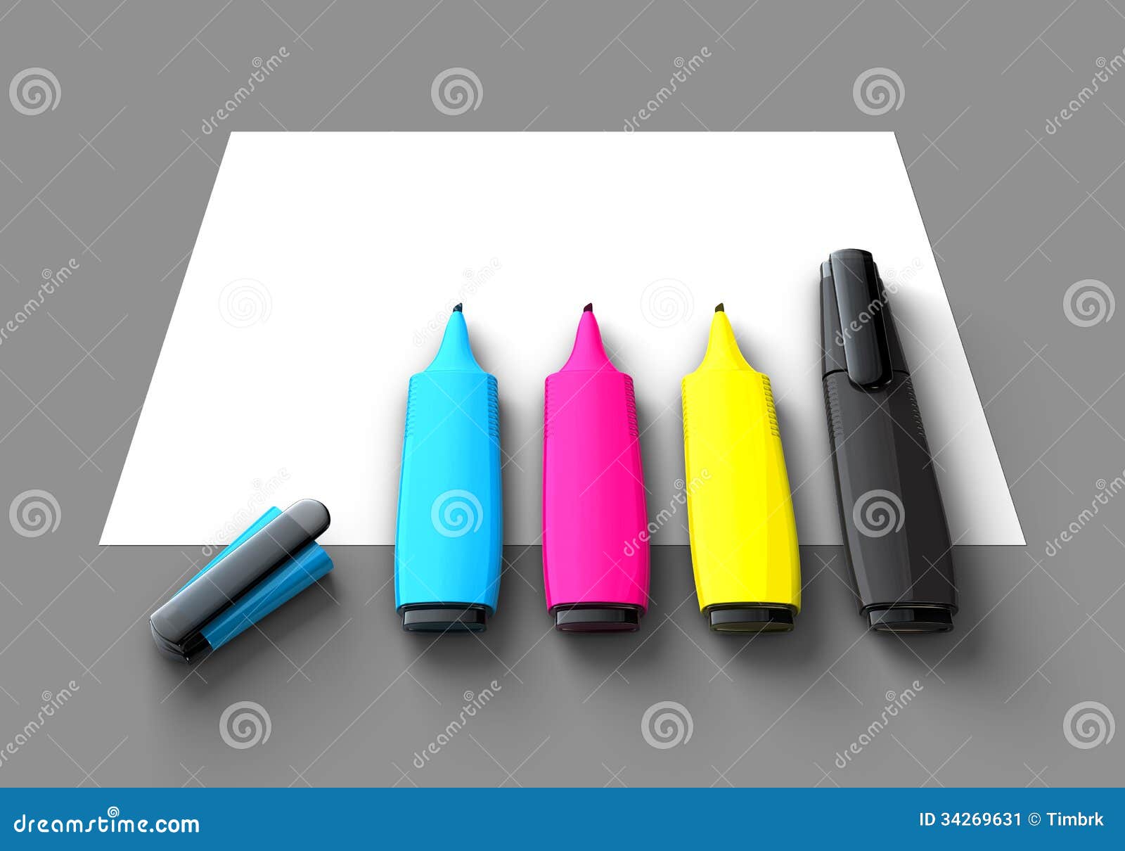 CMYK Felt-tip pens stock illustration. Illustration of pens - 34269631