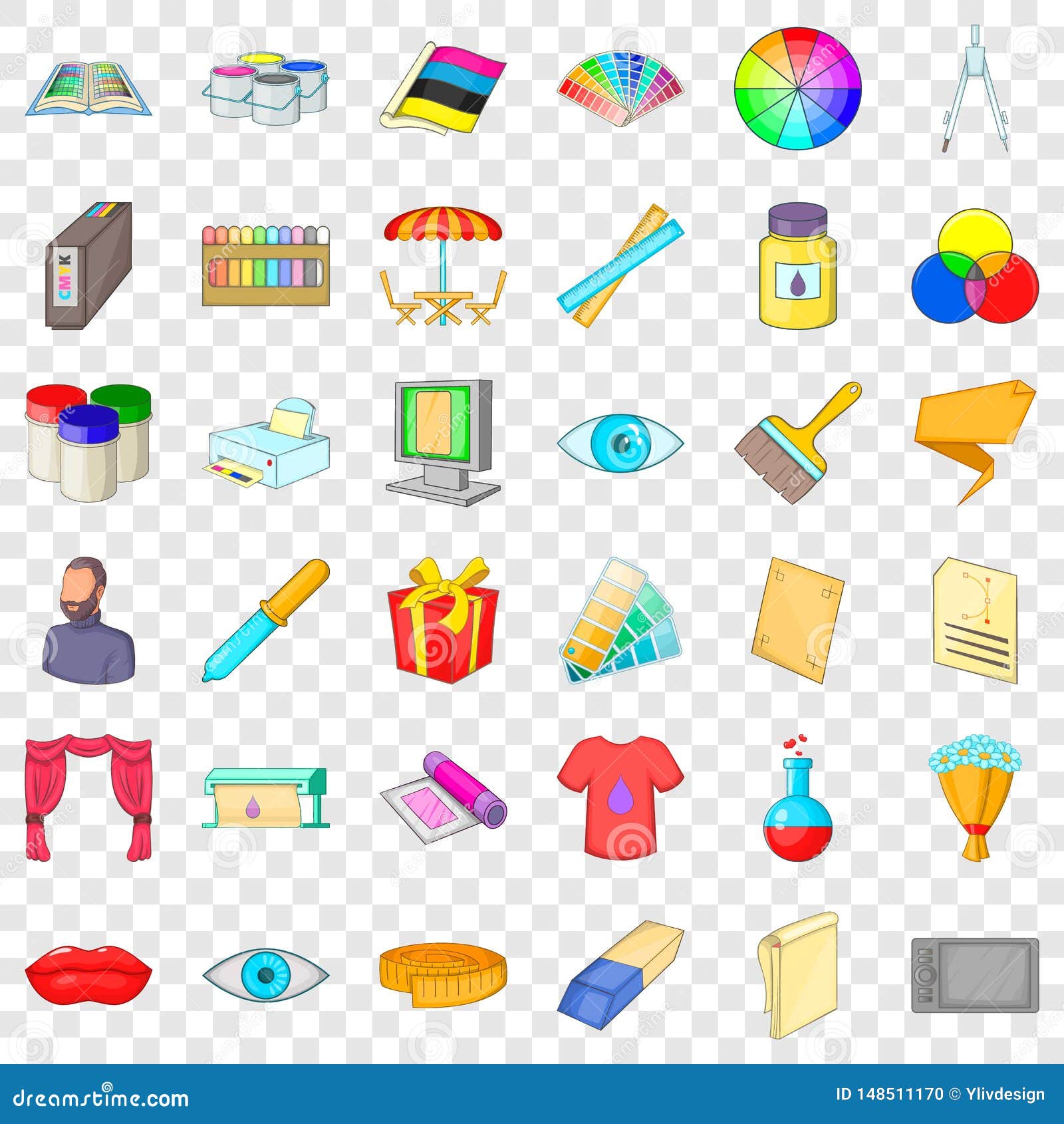 Cmyk Icons Set, Cartoon Style Stock Vector - Illustration of vector ...