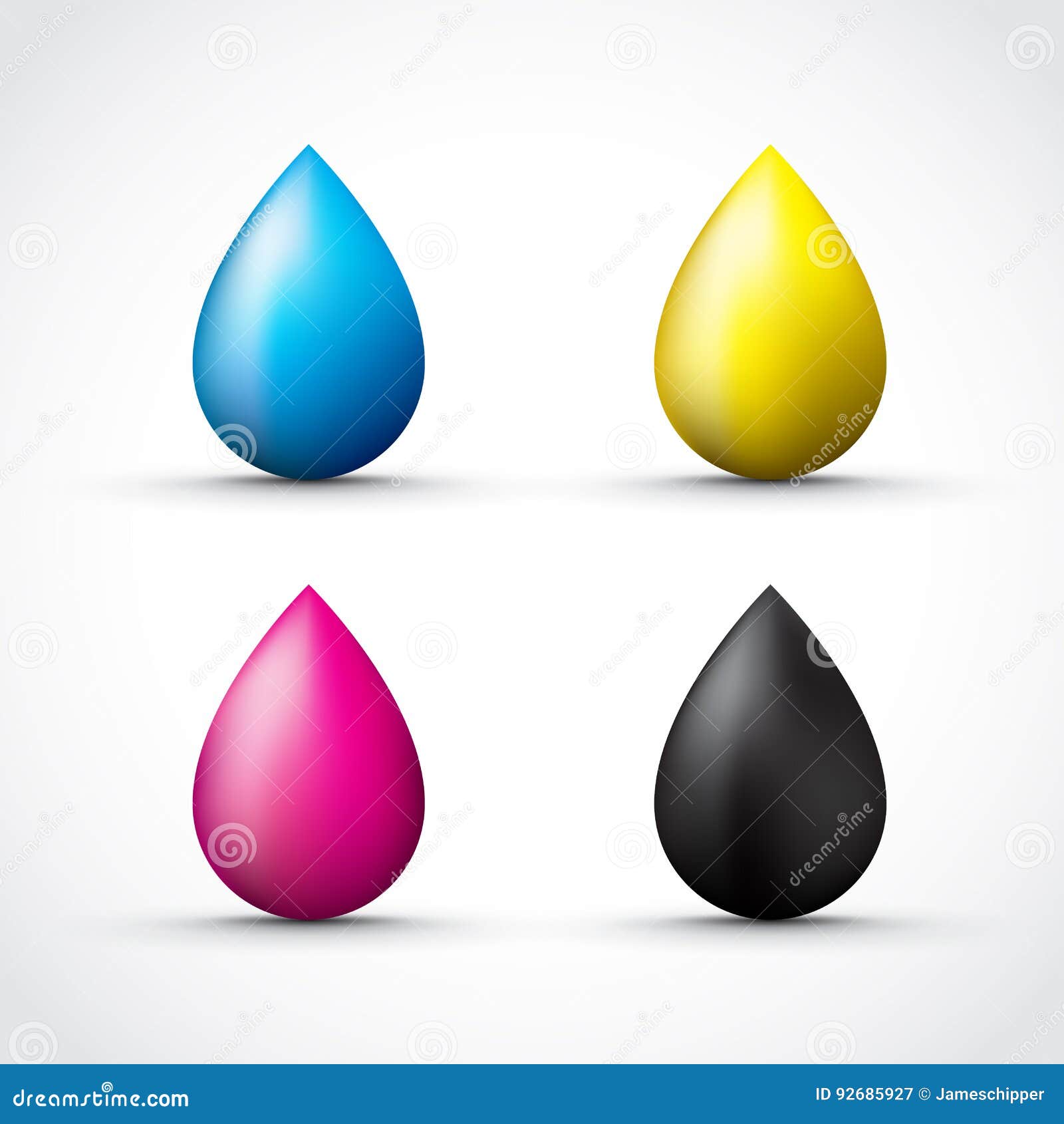Cmyk ink droplets stock vector. Illustration of realistic - 92685927