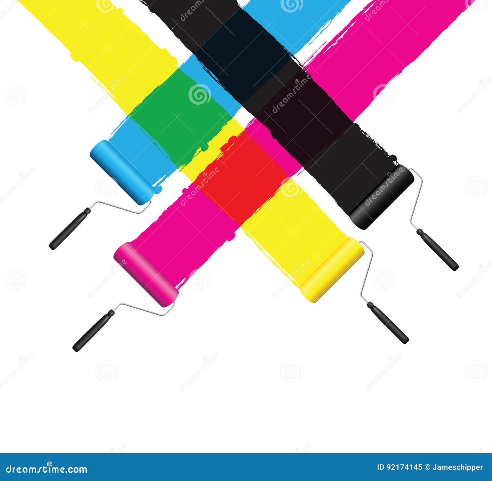 Cmyk ink roller stock illustration. Illustration of printer - 92174145