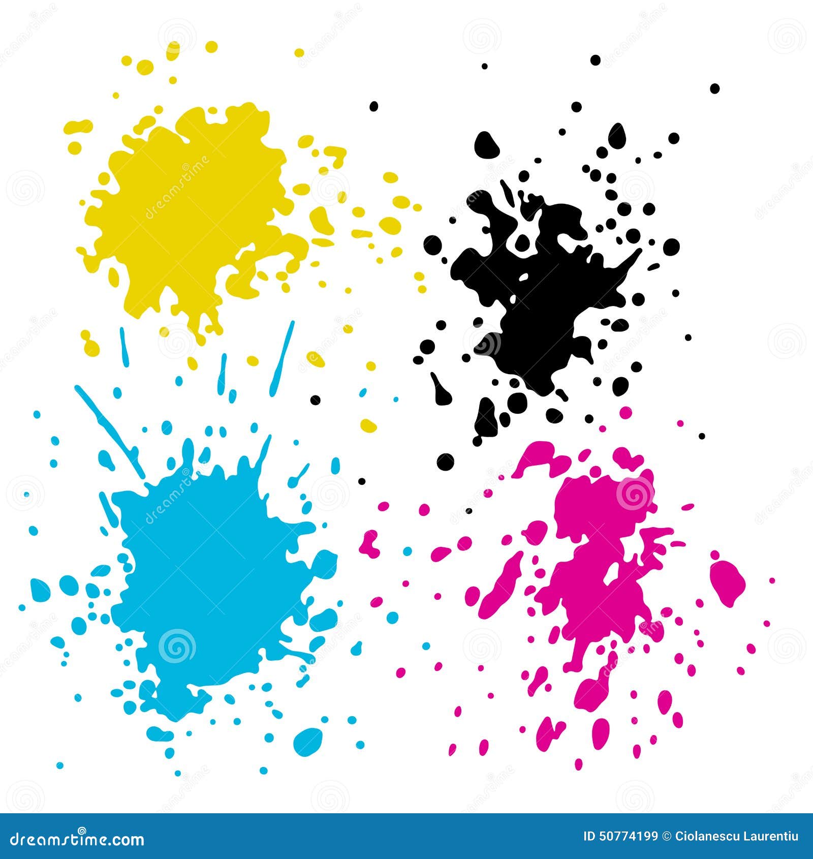 CMYK ink splashes stock vector. Illustration of element - 50774199