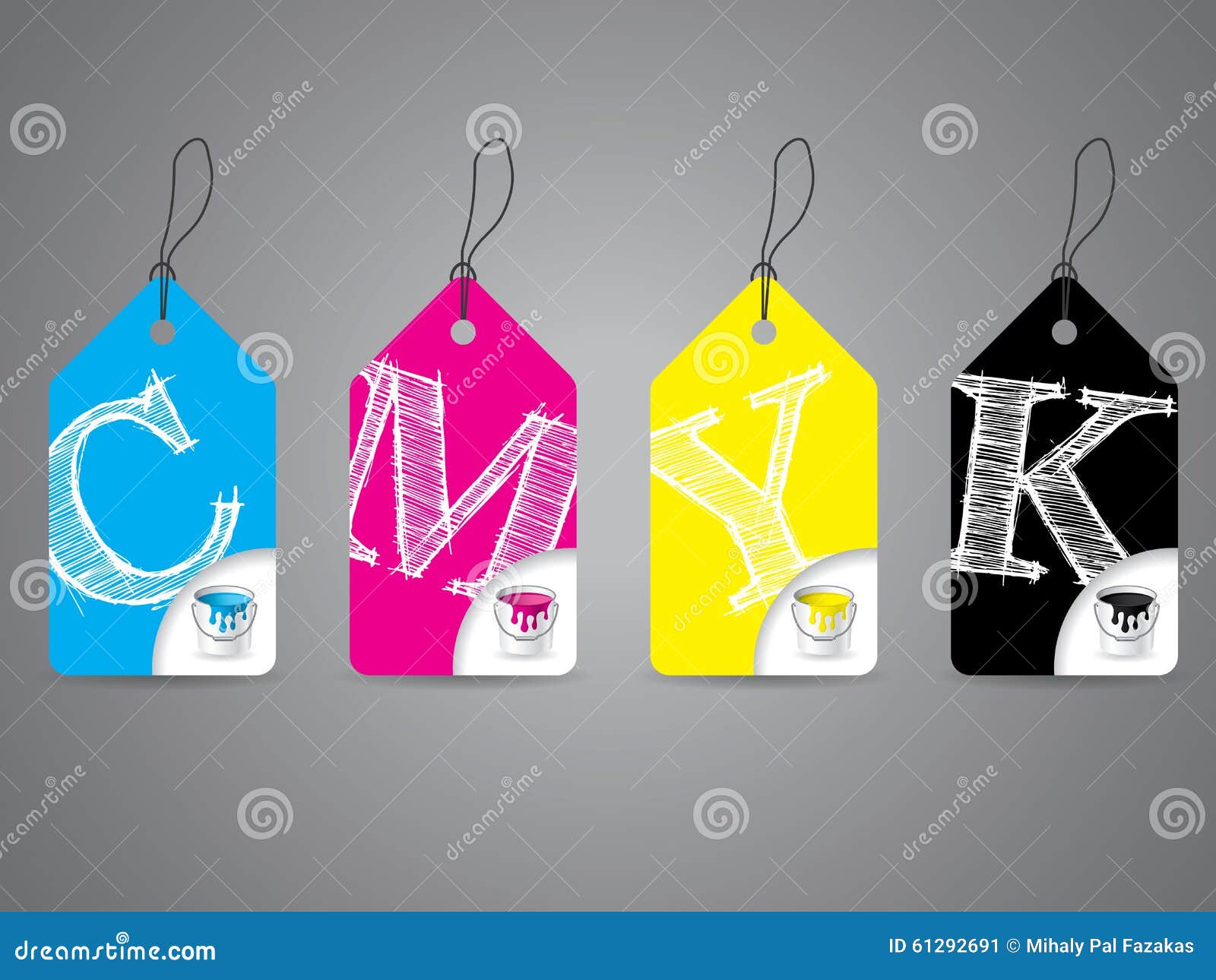 Cmyk Labels with Paint and Scribbled Text Stock Vector - Illustration ...