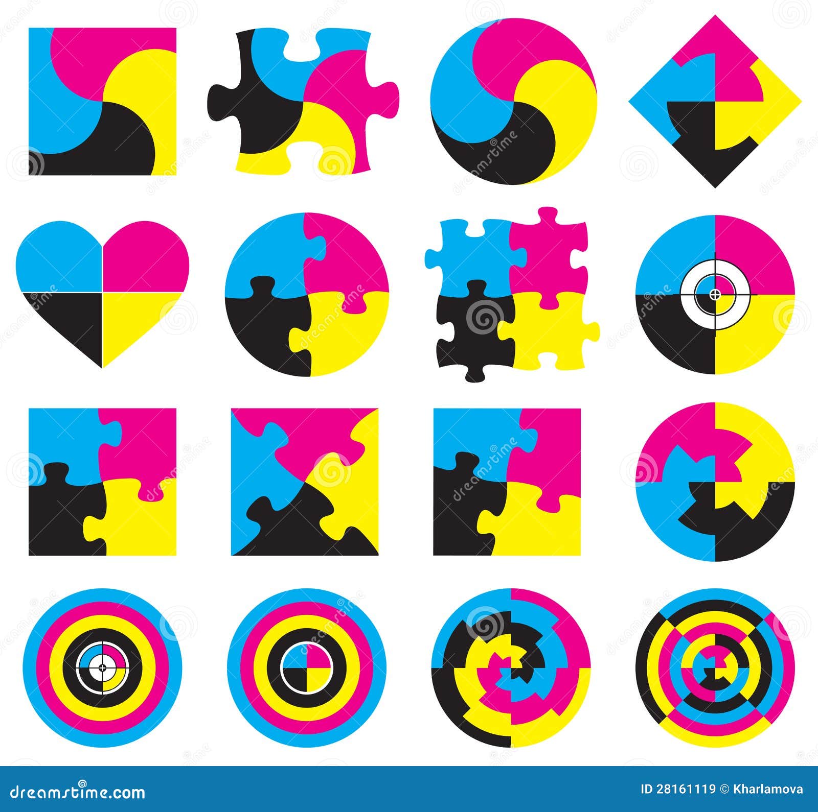 CMYK Art Logo Vector Set Design- Cyan And Magenta And Yellow And ...