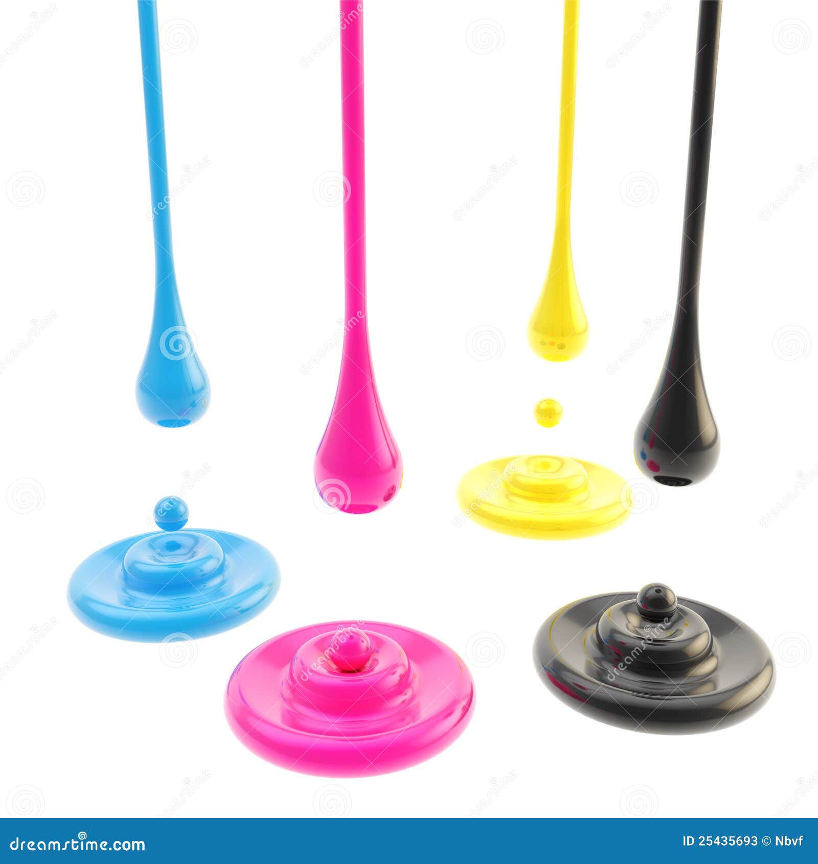 CMYK Oil Paint Glossy Drops Isolated Stock Illustration - Illustration ...
