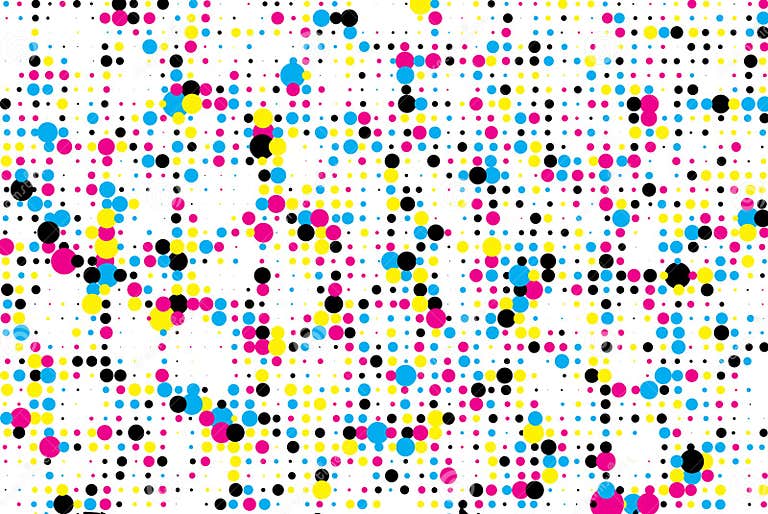 A Cmyk Pattern of Dots on a White Background, Colorfull Abstract Dots ...