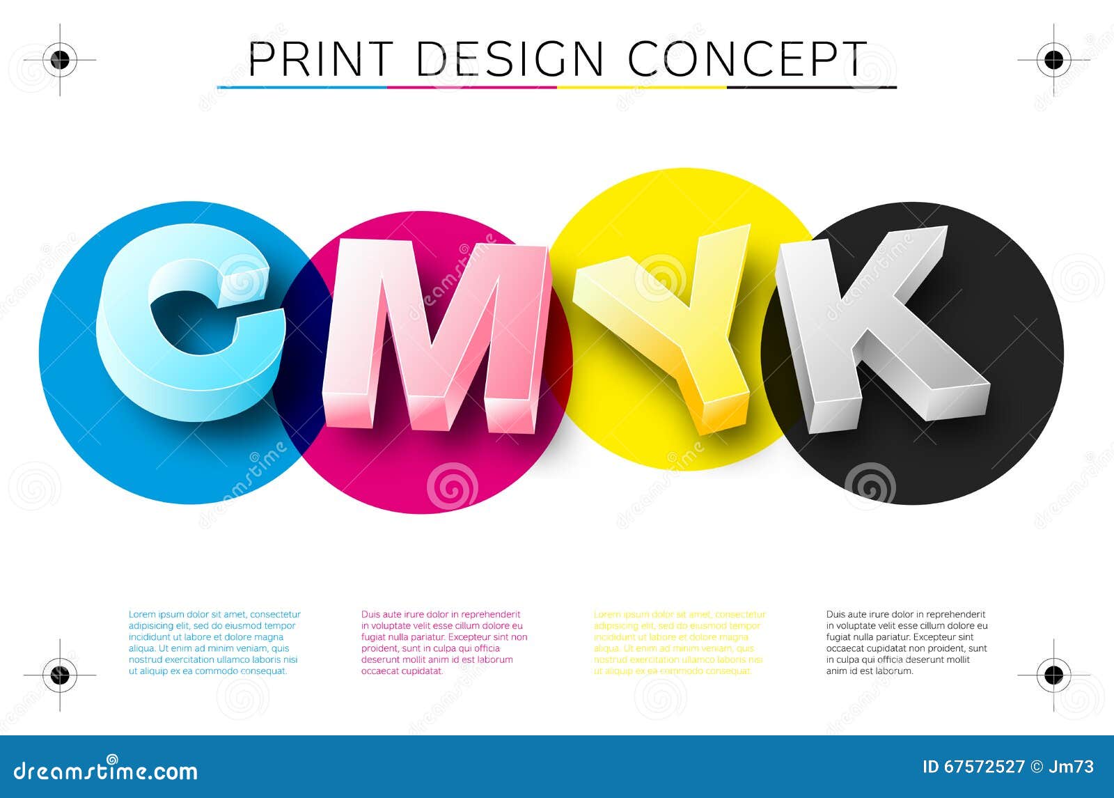 CMYK Print Concept with 3D Letters Stock Vector - Illustration of label ...