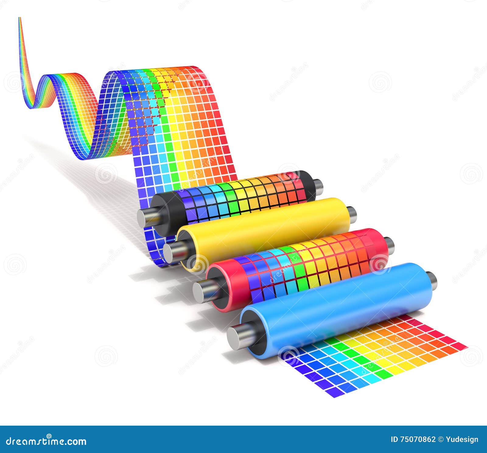 CMYK Set of Printer Rollers with Wavy Color Chart Stock Illustration ...