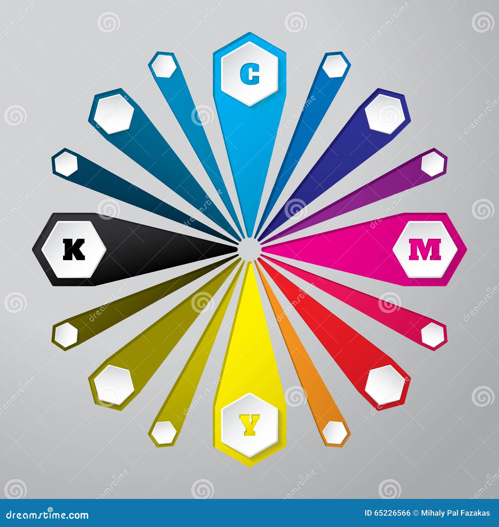 Cmyk Wallpaper with 3d Hexagons and Color Combinations Stock Vector ...