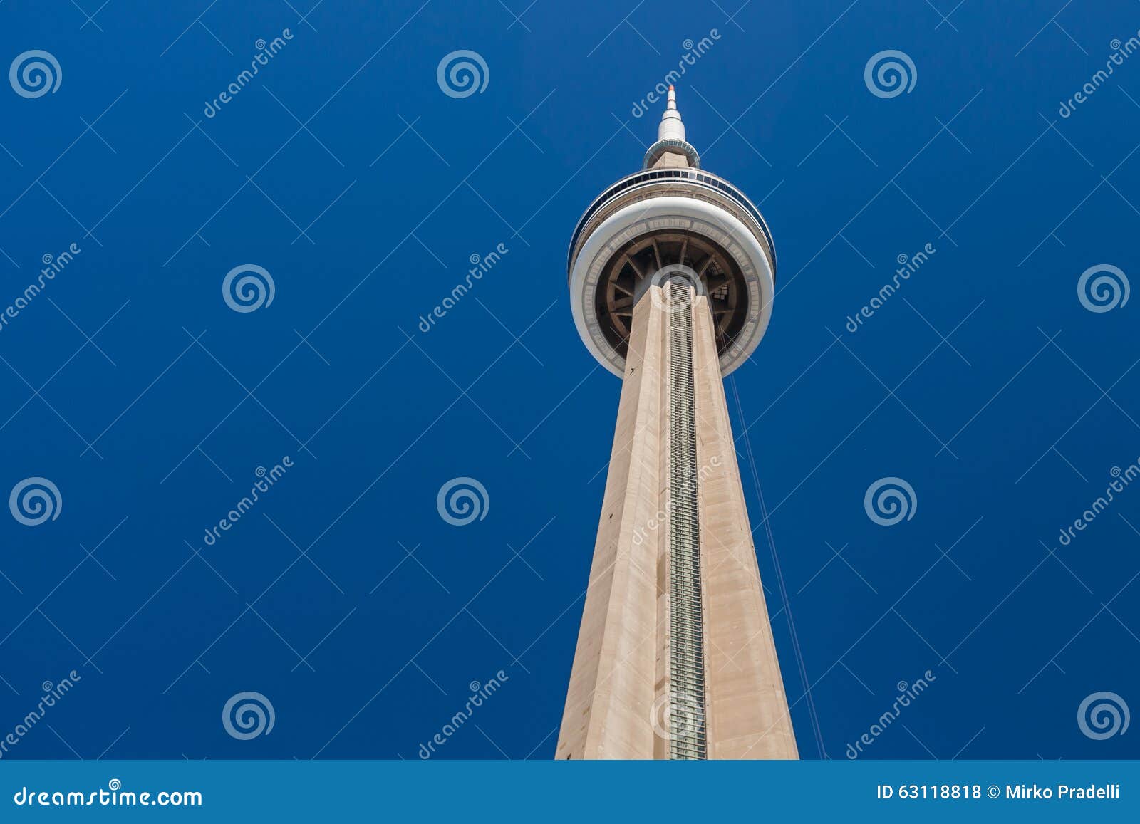 The Famous and Tall Cn Tower Against Deep Blue Sky, Toronto, Ontario ...