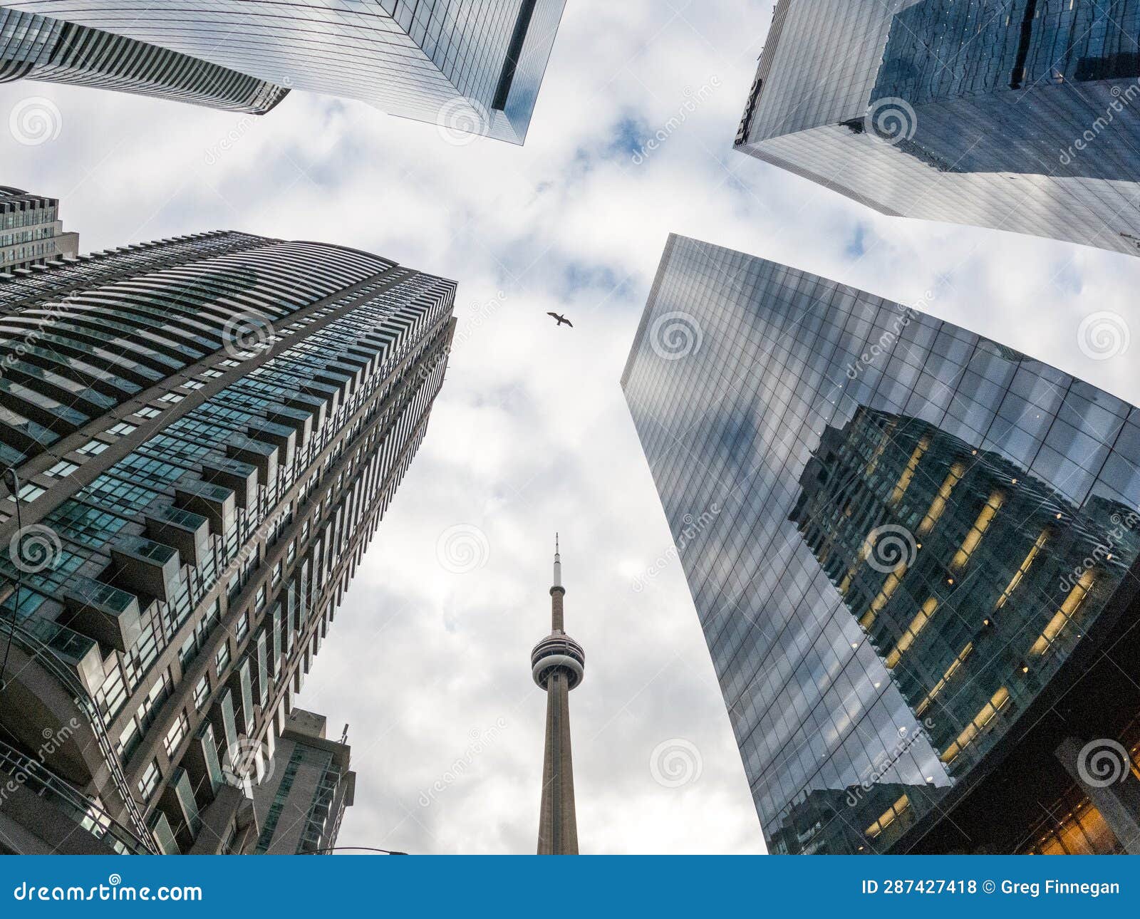CN Tower in between Two Buildings in Downtown Toronto Canada Editorial ...