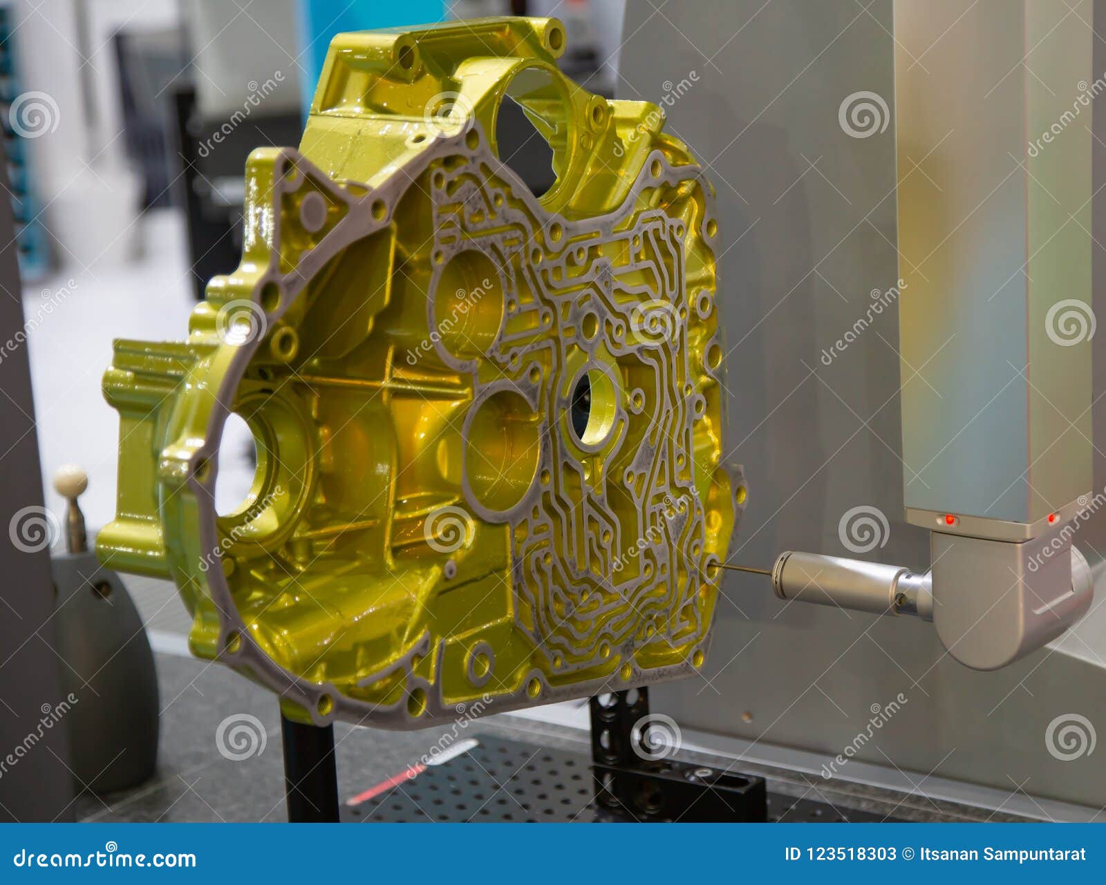 CMM inspecting engine part stock image. Image of inspecting - 123518303