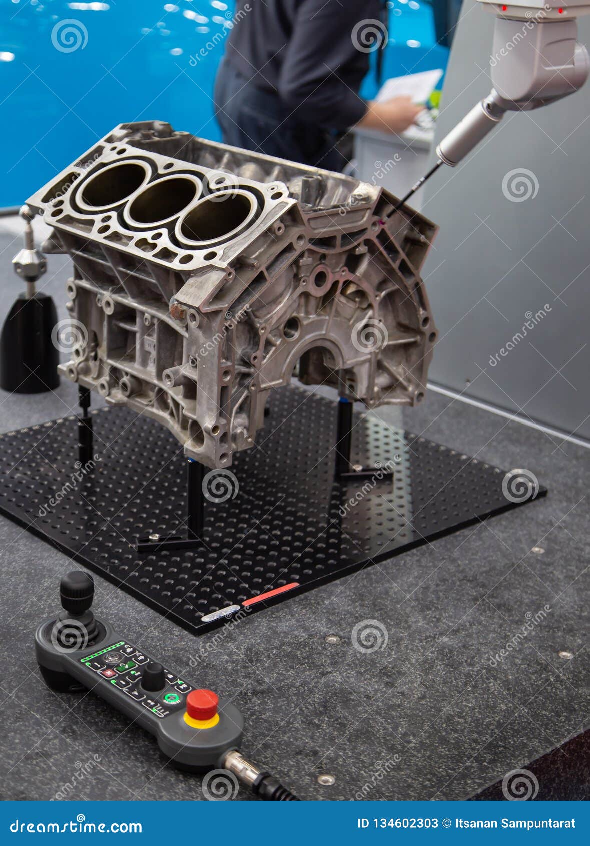 CMM inspecting engine part stock image. Image of equipment - 134602303