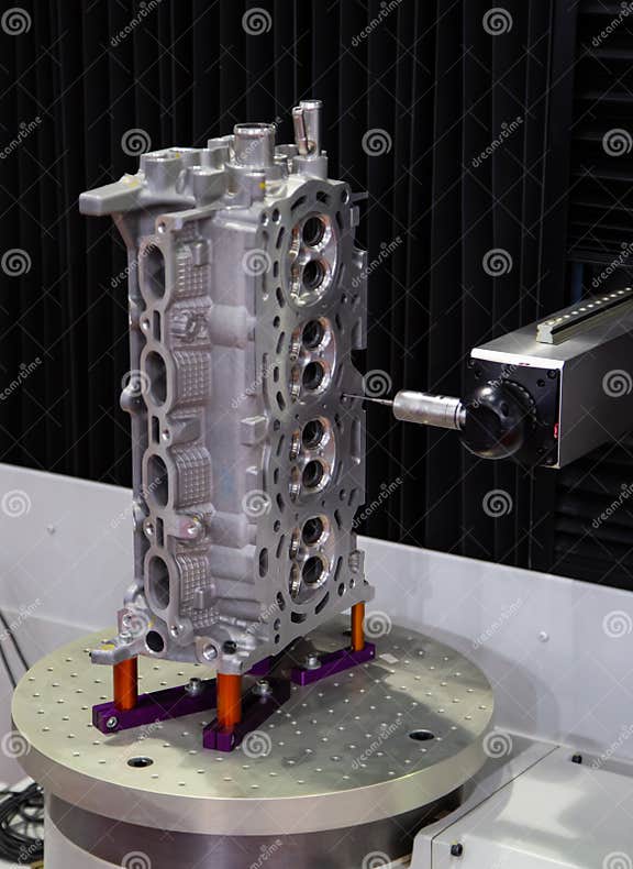 CMM inspecting engine part stock image. Image of probe - 134080351