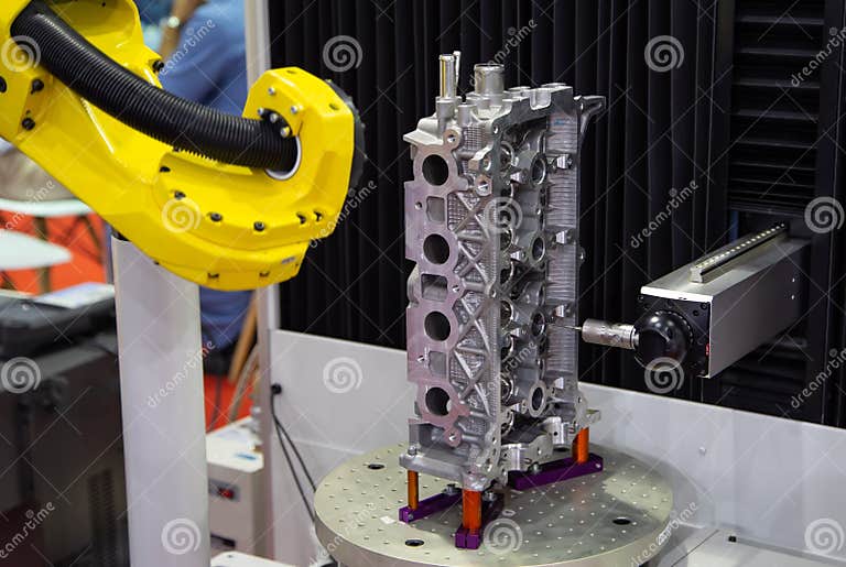 CMM inspecting engine part stock photo. Image of surface - 134080354