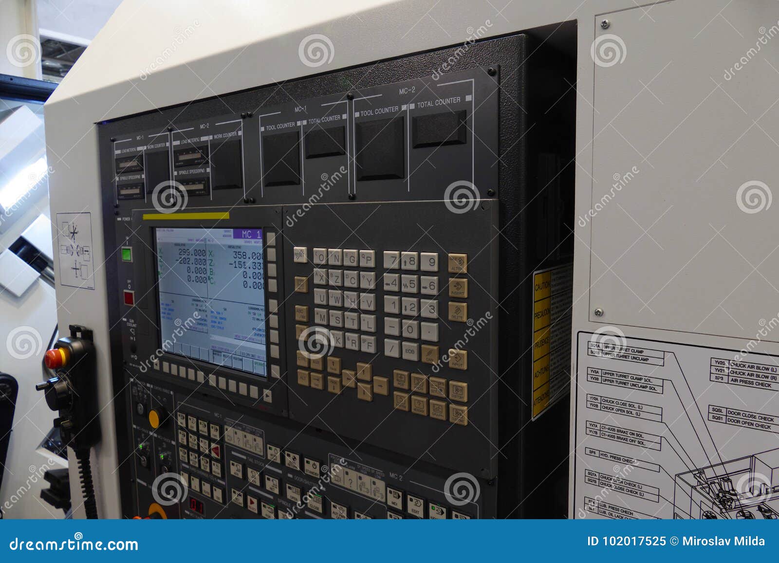 CNC control panel stock image. Image of equipment, computer - 102017525