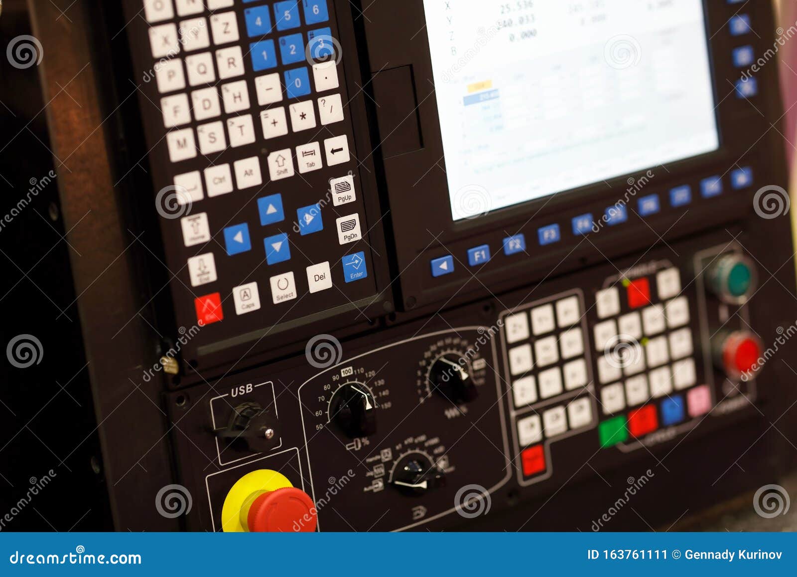 CNC Control Panel of Machining Center Closeup Stock Image - Image of ...