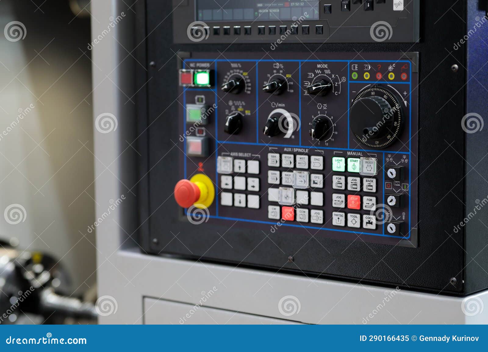 CNC Control Panel of Metalworking Turning Machine Stock Image - Image ...