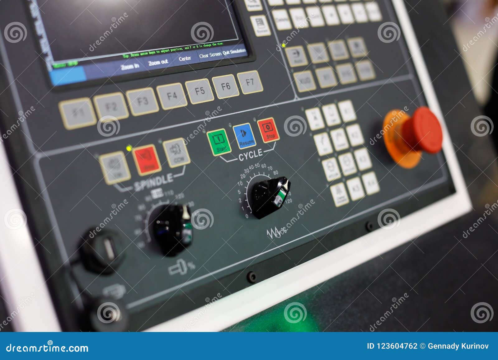 CNC Control Panel of Modern Lathe Machine Stock Photo - Image of ...