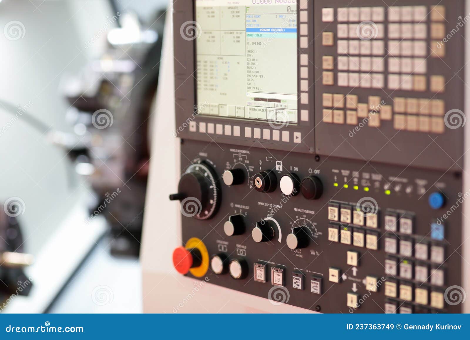 CNC Control Panel of Turret Lathe Machine Stock Image - Image of ...