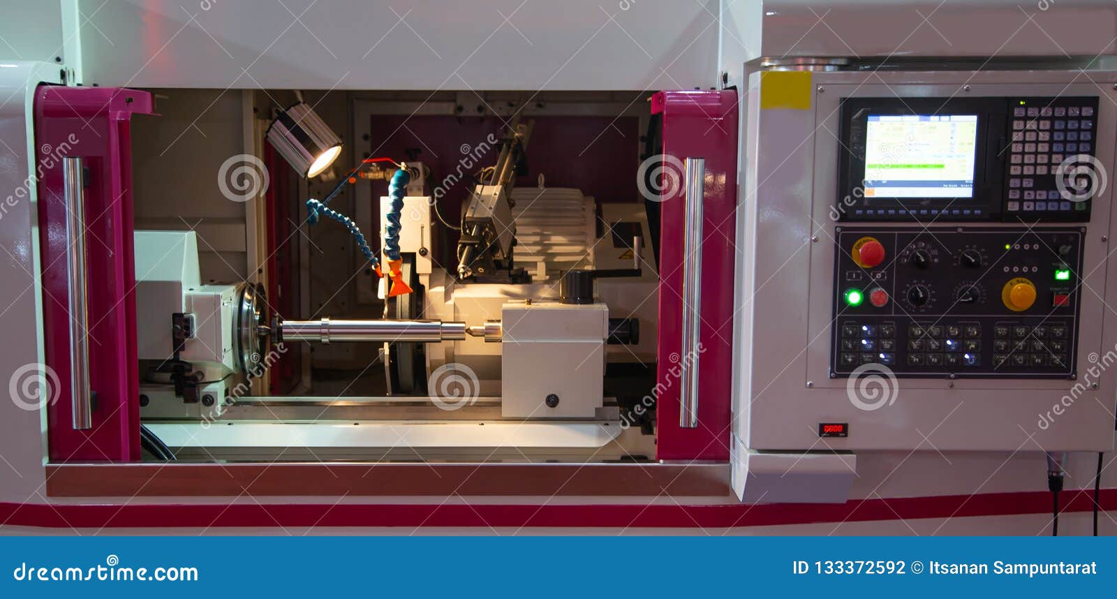 CNC Cylindrical Grinding Machine Stock Photo - Image of running, center ...