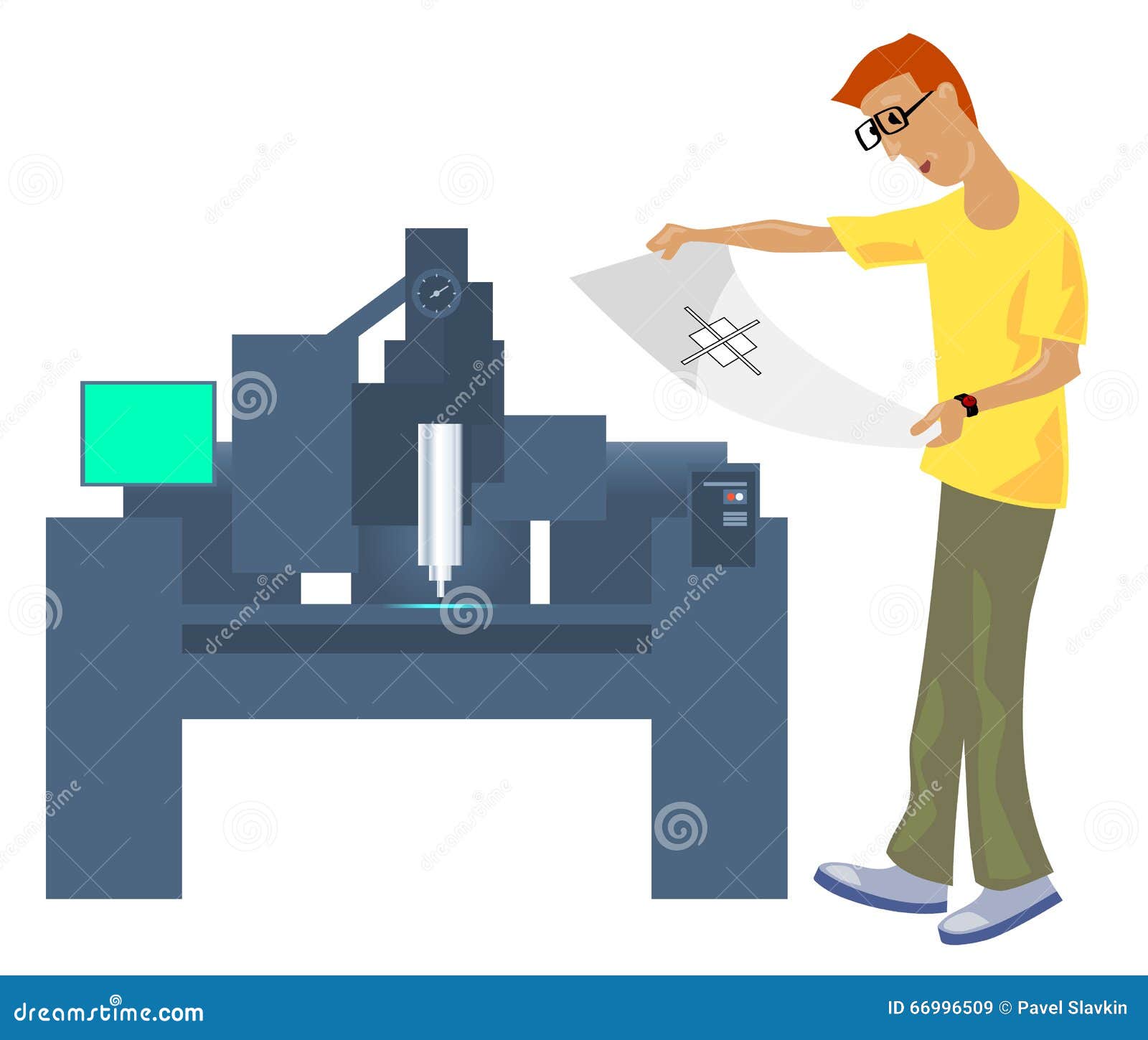 CNC Del Operador Con El Dibujo Ilustración del Vector - Ilustración de ...