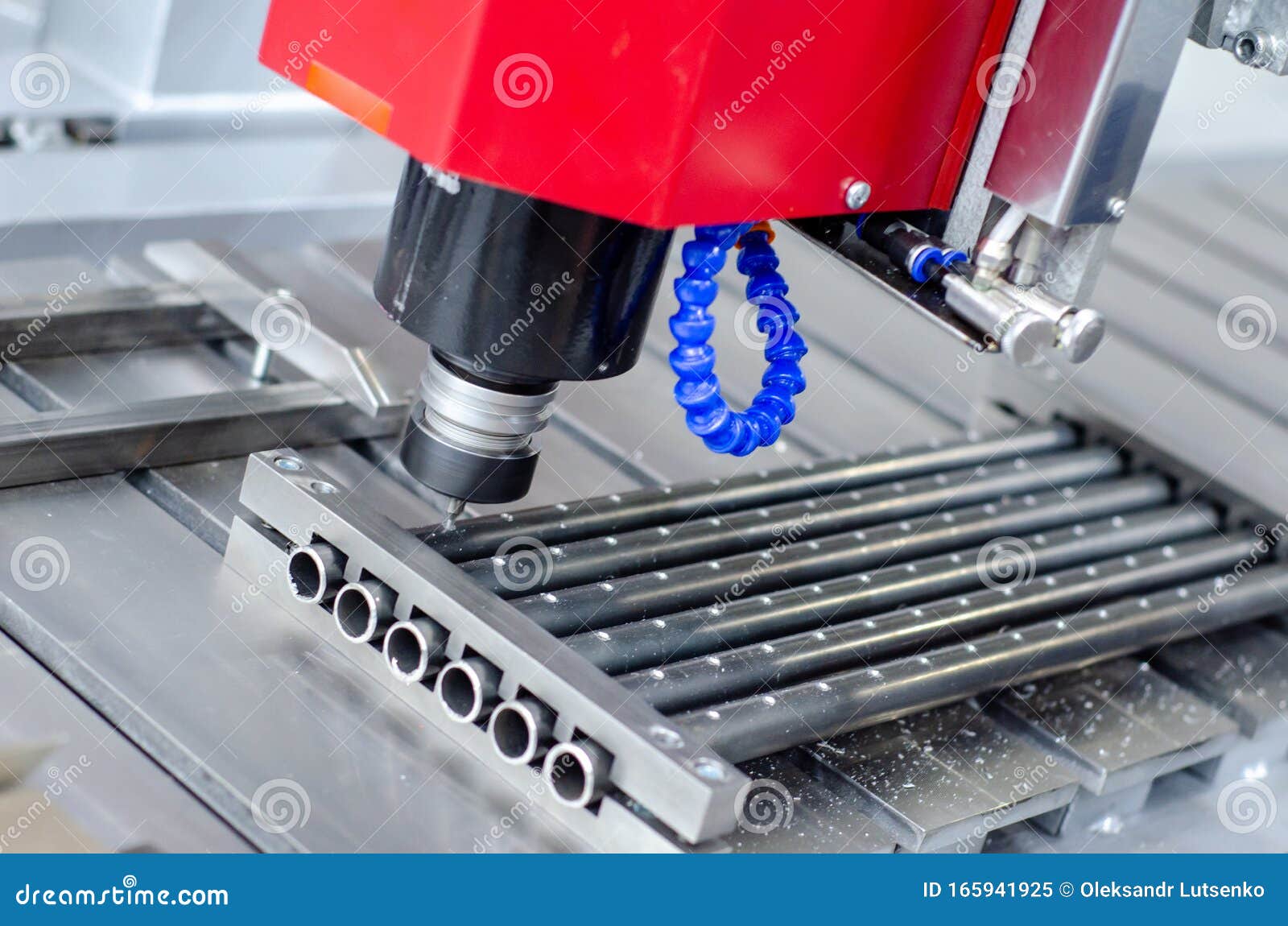 The CNC Drilling Machine in Working Process Stock Image - Image of ...
