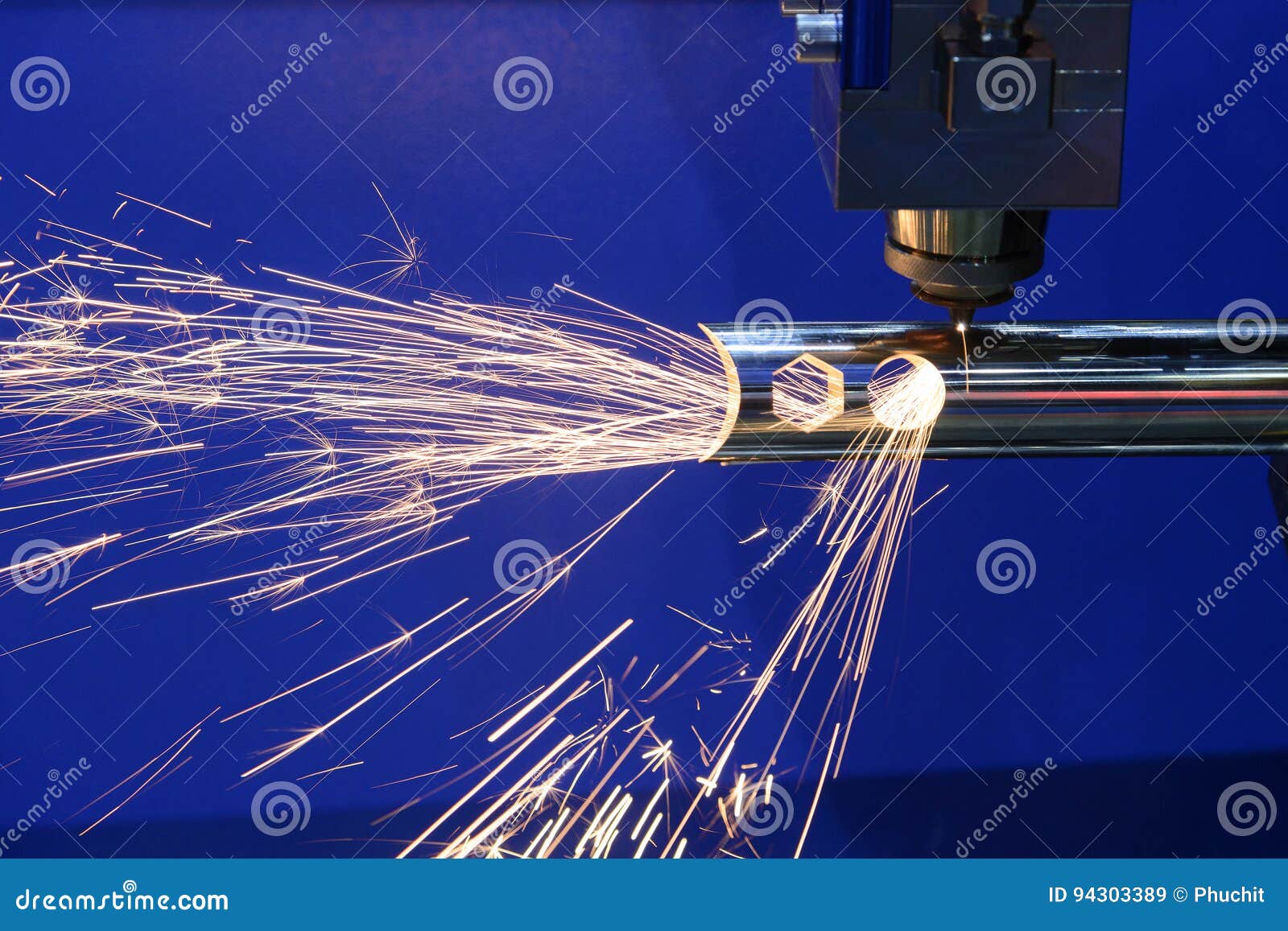 The CNC Fiber Laser Cutting Machine Stock Image - Image of action ...