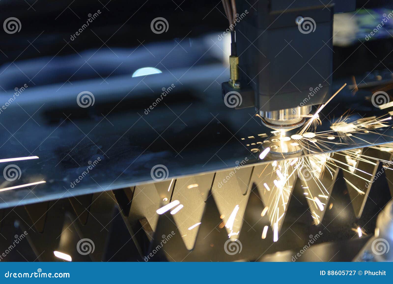 The CNC laser cut machine stock image. Image of blaze - 88605727