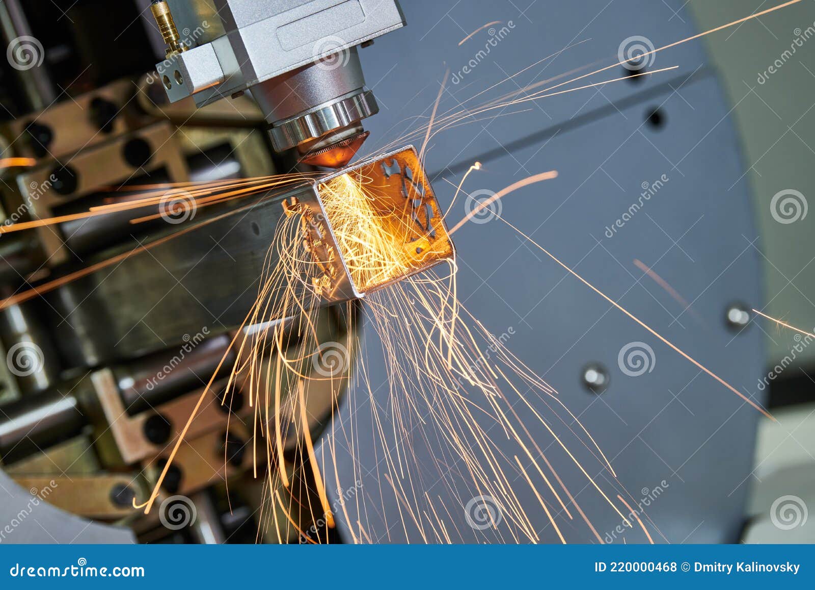 Laser Cutting of Metal Pipe with Sparks on Tube Laser Machine Stock ...