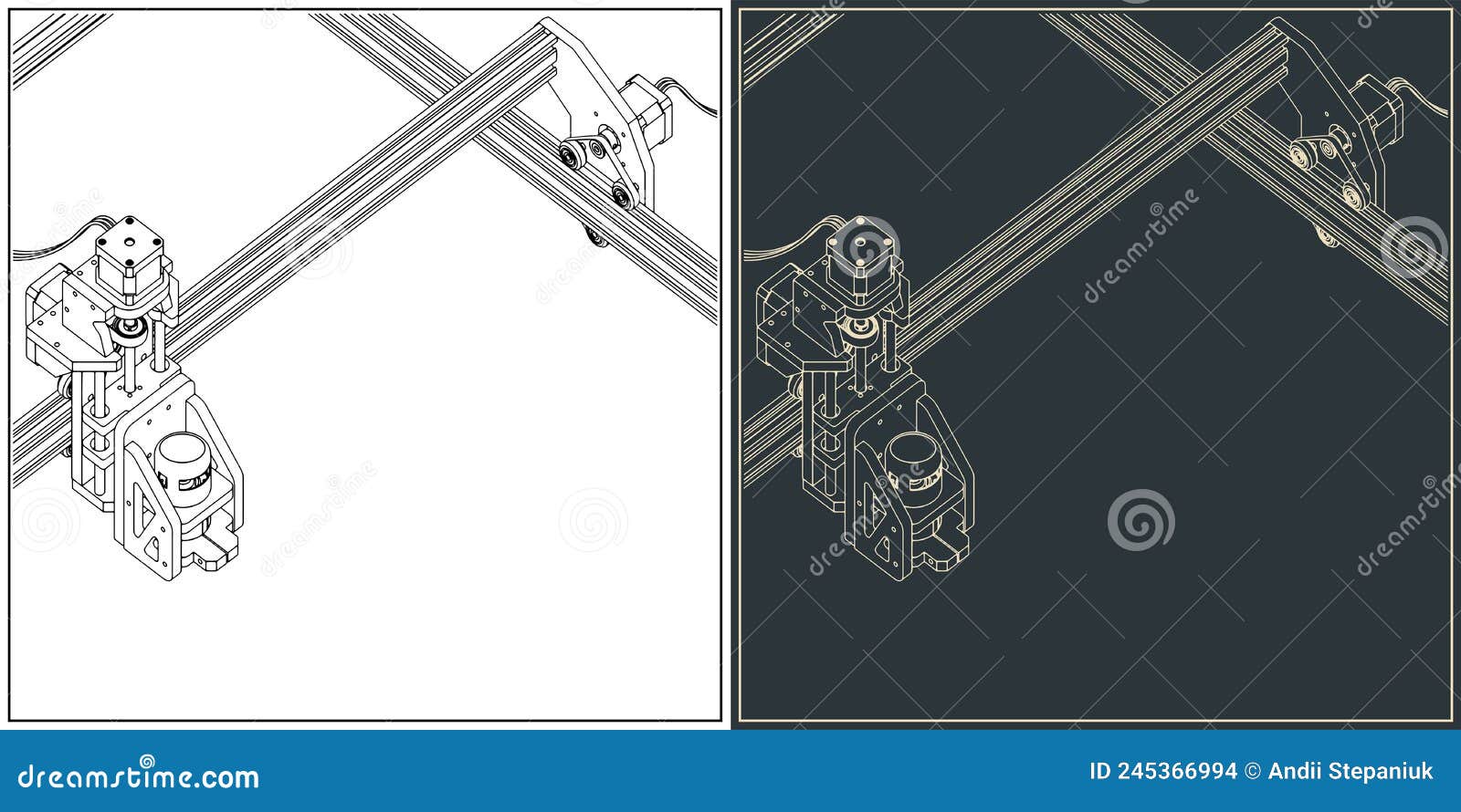 CNC laser machine close up stock vector. Illustration of blueprints ...